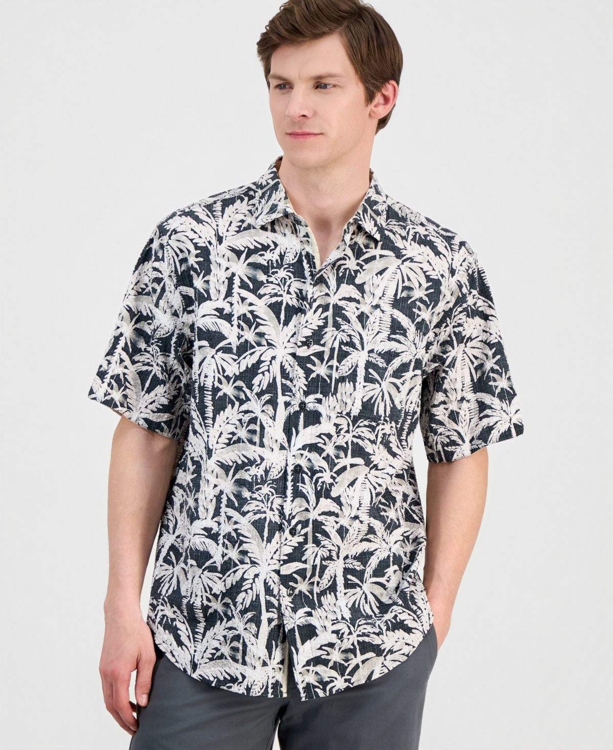 Click here for Tommy Bahama Mens Nova Wave Nero Palms Printed Shi... prices
