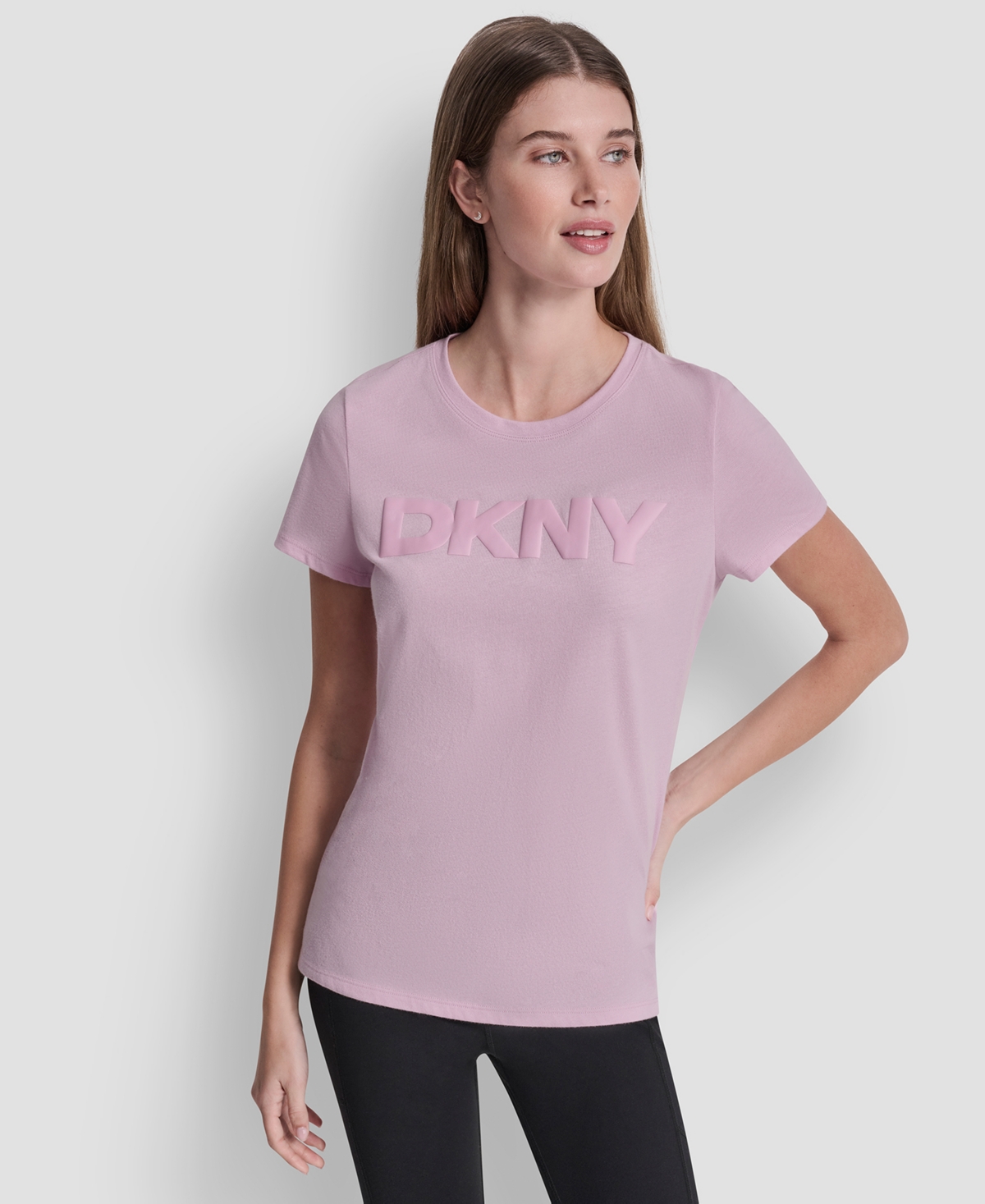 Click here for Dkny Sport Womens Puff Logo Crewneck T-Shirt - Pin... prices