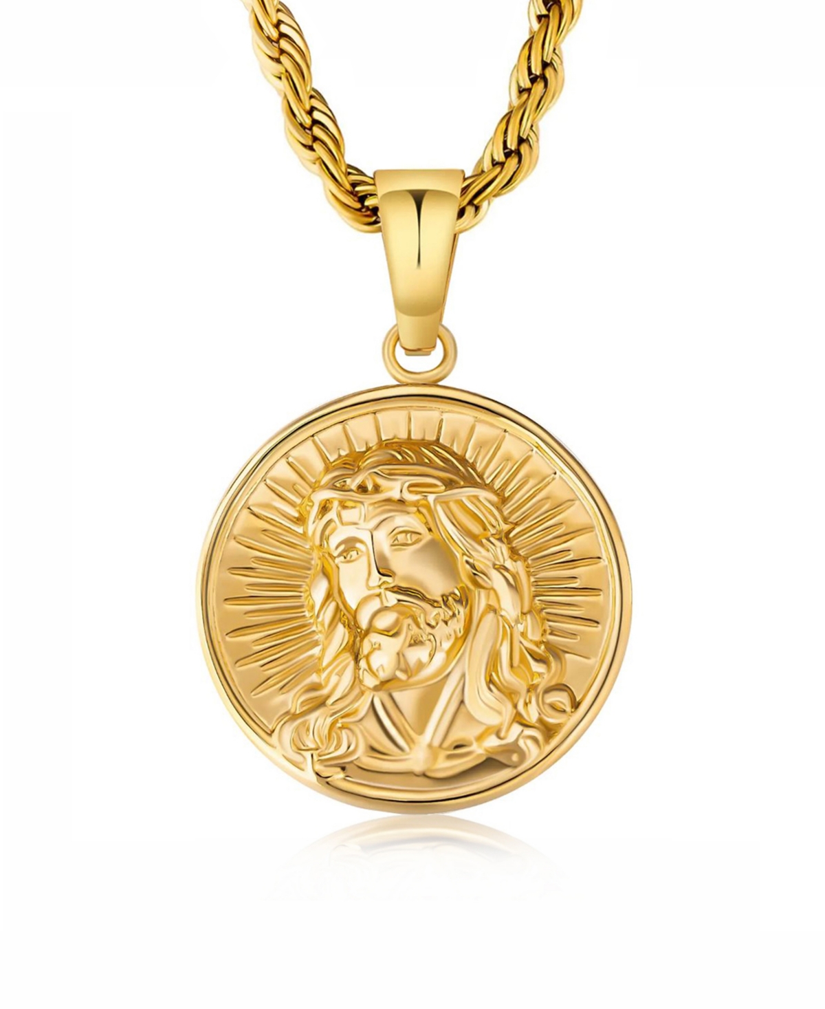 Click here for Rhona Sutton Mens Jesus Coin Pendant Necklace in 1... prices