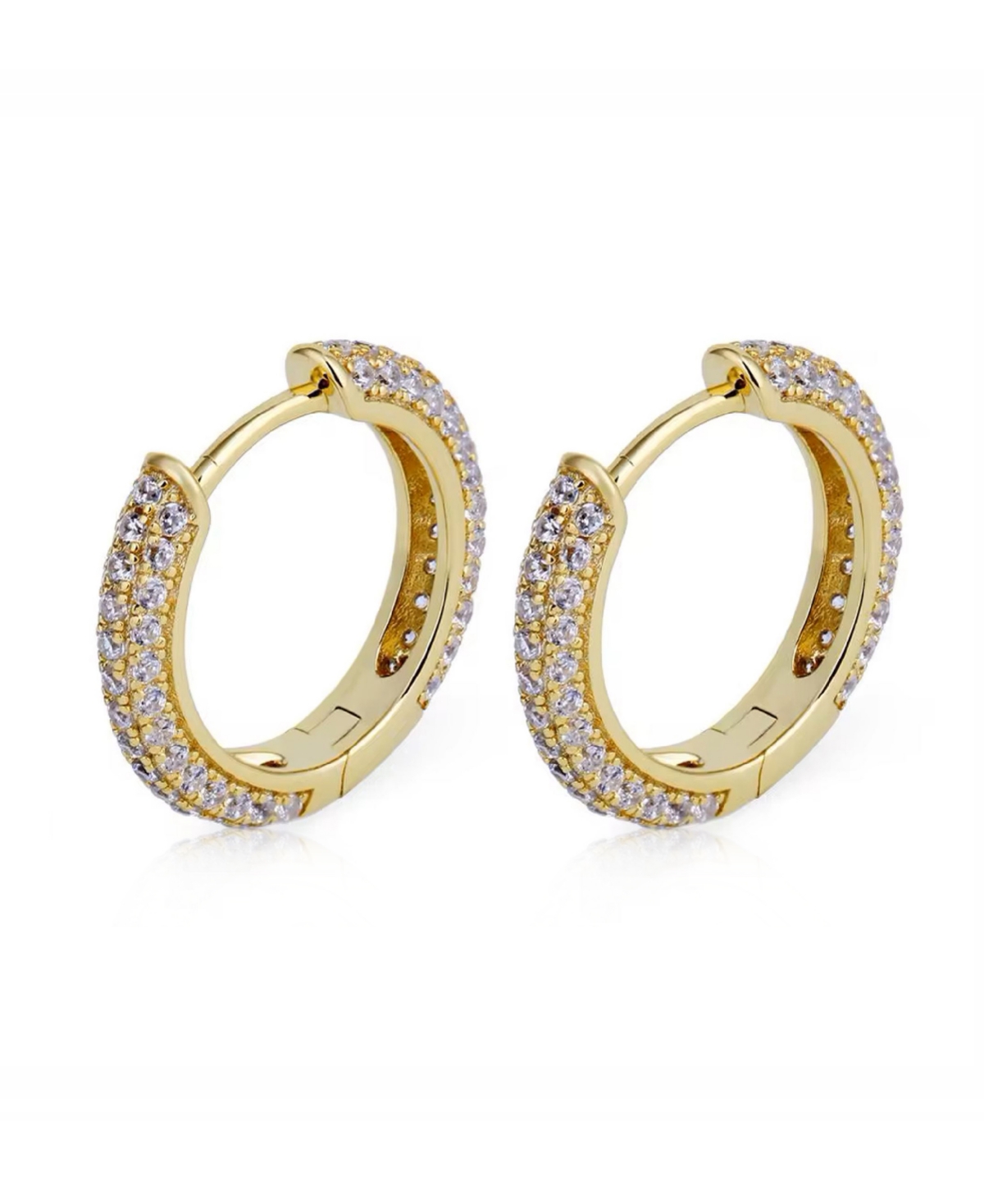 Click here for Rhona Sutton Mens Iced Valor Hoop Earrings in 14k... prices