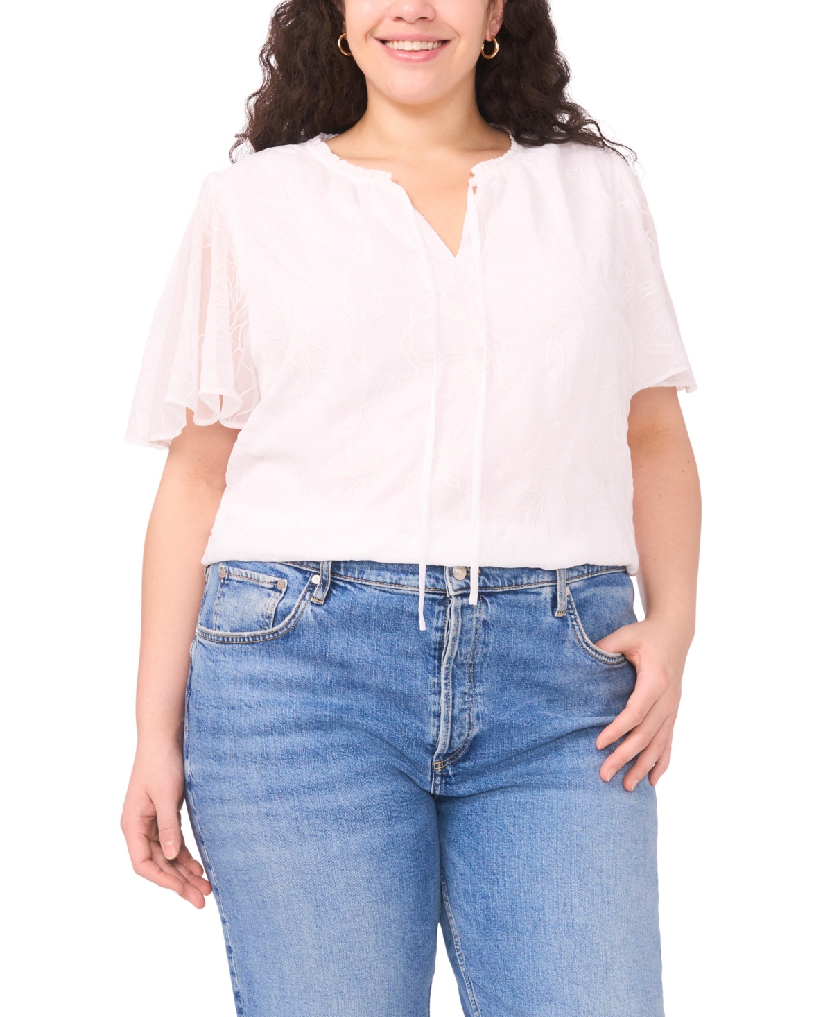 Click here for Vince Camuto Plus Size Tie Neck Short-Sleeve Top -... prices