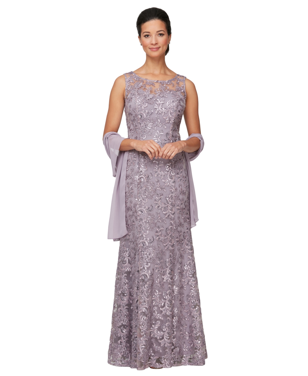 Click here for Alex Evenings Womens Long Embroidered Sleeveless D... prices