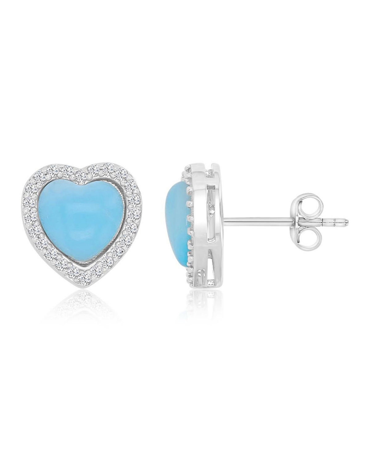 Click here for Macys Larimar & Cubic Zirconia Heart Stud Earrings... prices
