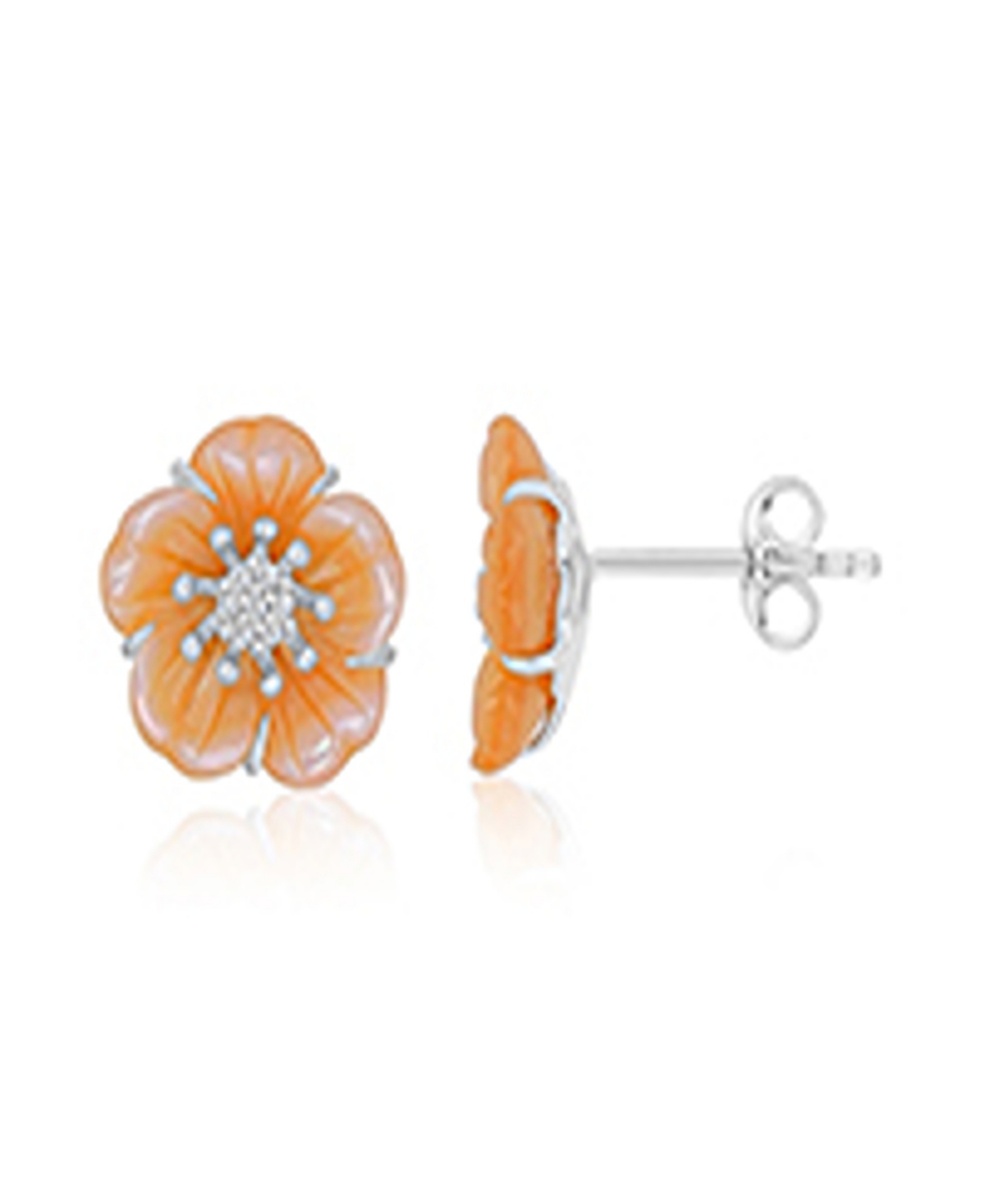 Click here for Macys Diamond & Pink Imitation Pearl Flower Stud E... prices