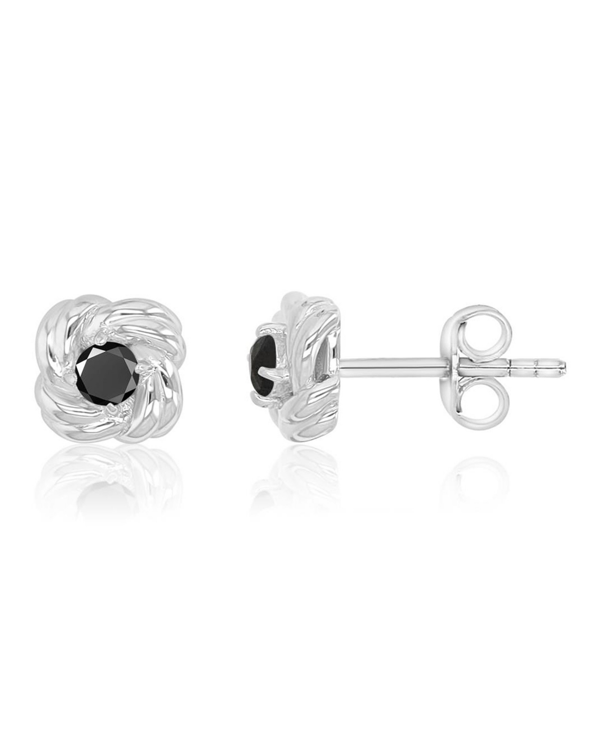 Click here for Macys Black Spinel Love Knot Stud Earrings in Rhod... prices