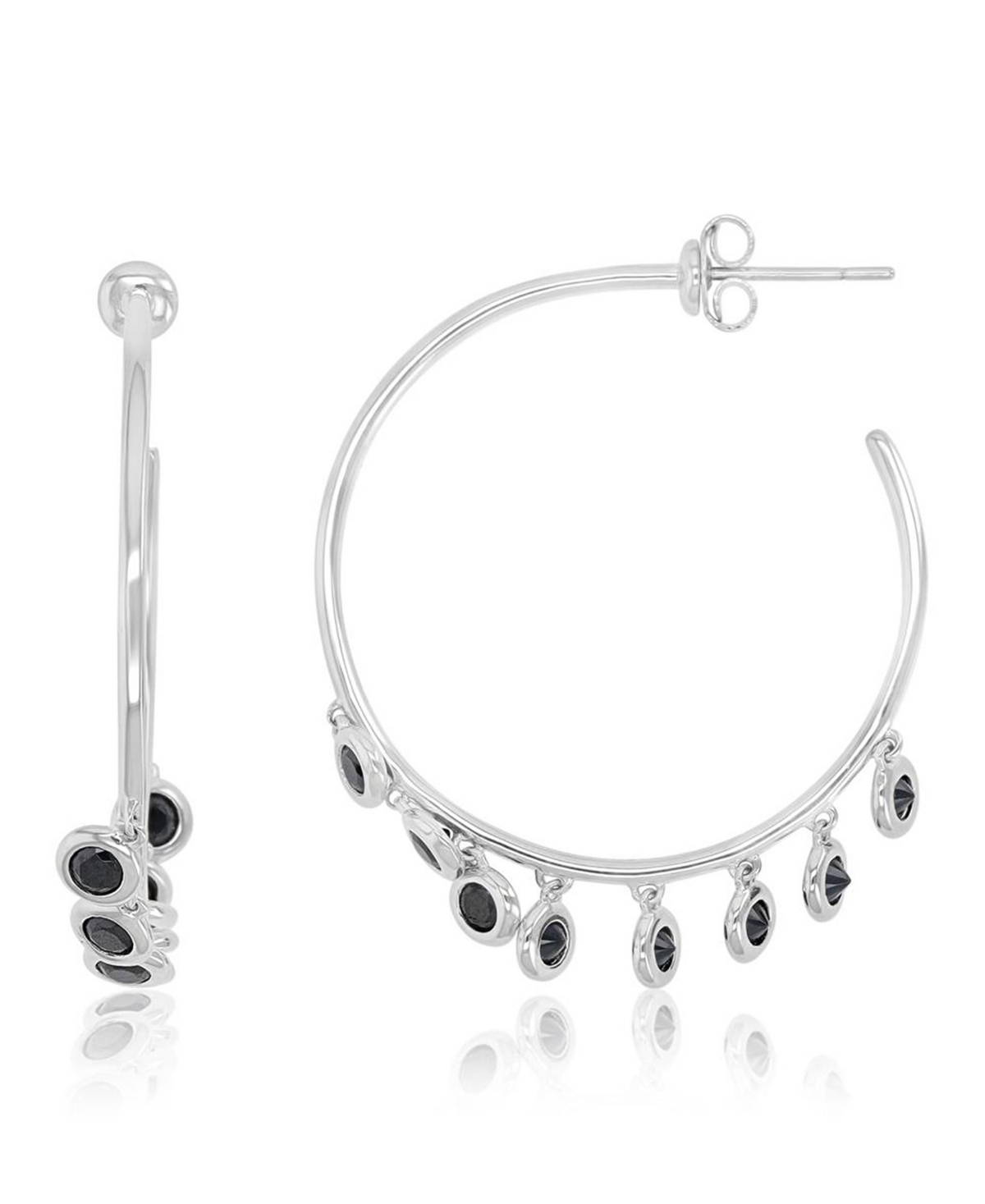 Click here for Macys Onyx Circle Dangling Tube Hoop Earrings in R... prices