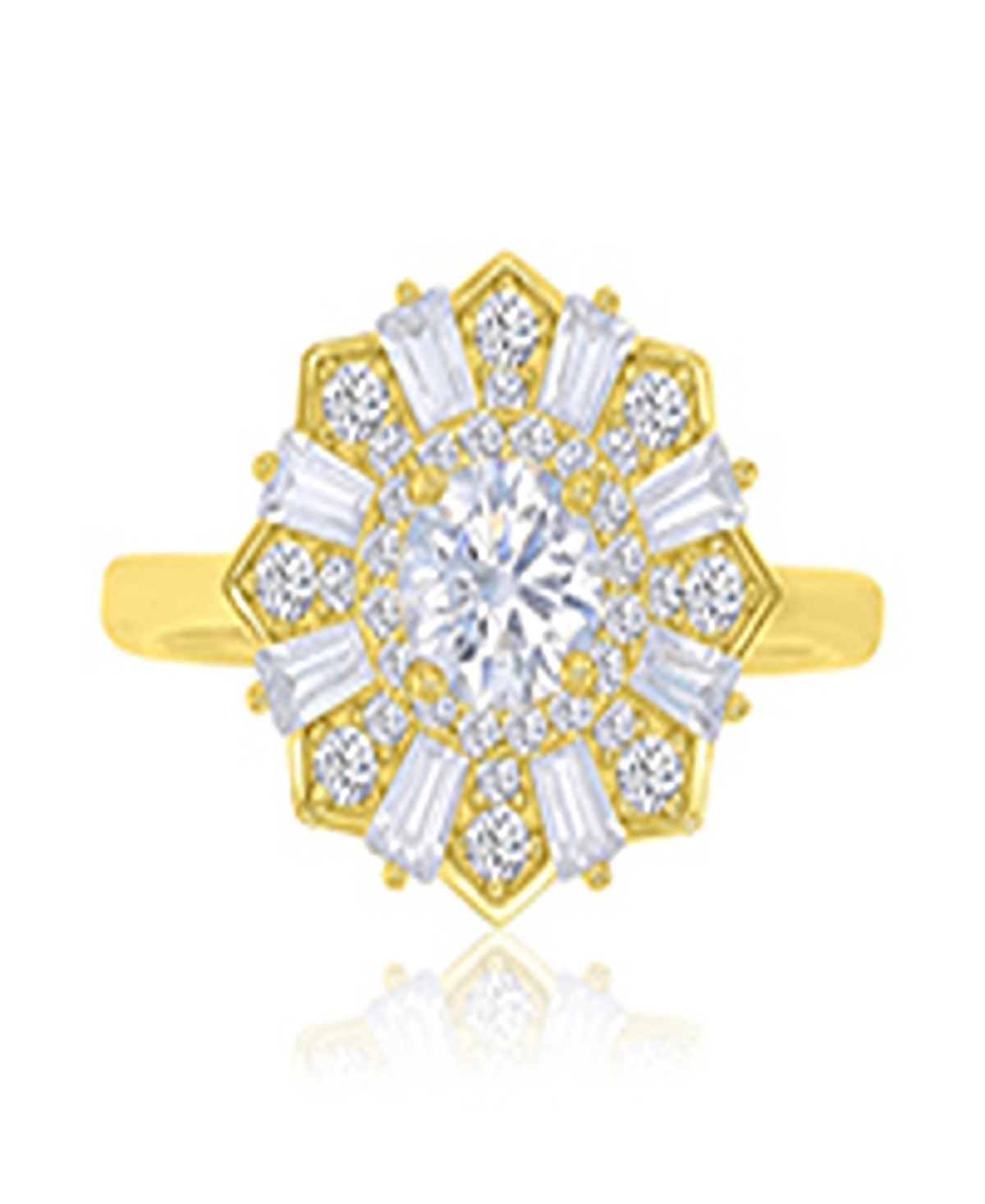 Click here for Macys Cubic Zirconia Sunburst Ring in 14k Yellow G... prices