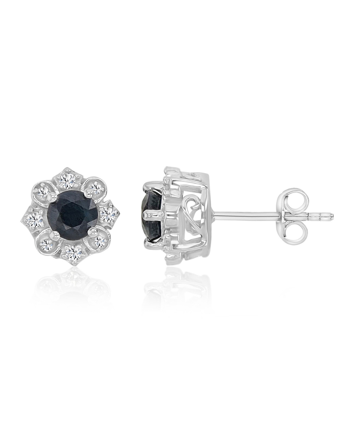 Click here for Macys Diamond and Blue Sapphire Stud Earrings in 1... prices