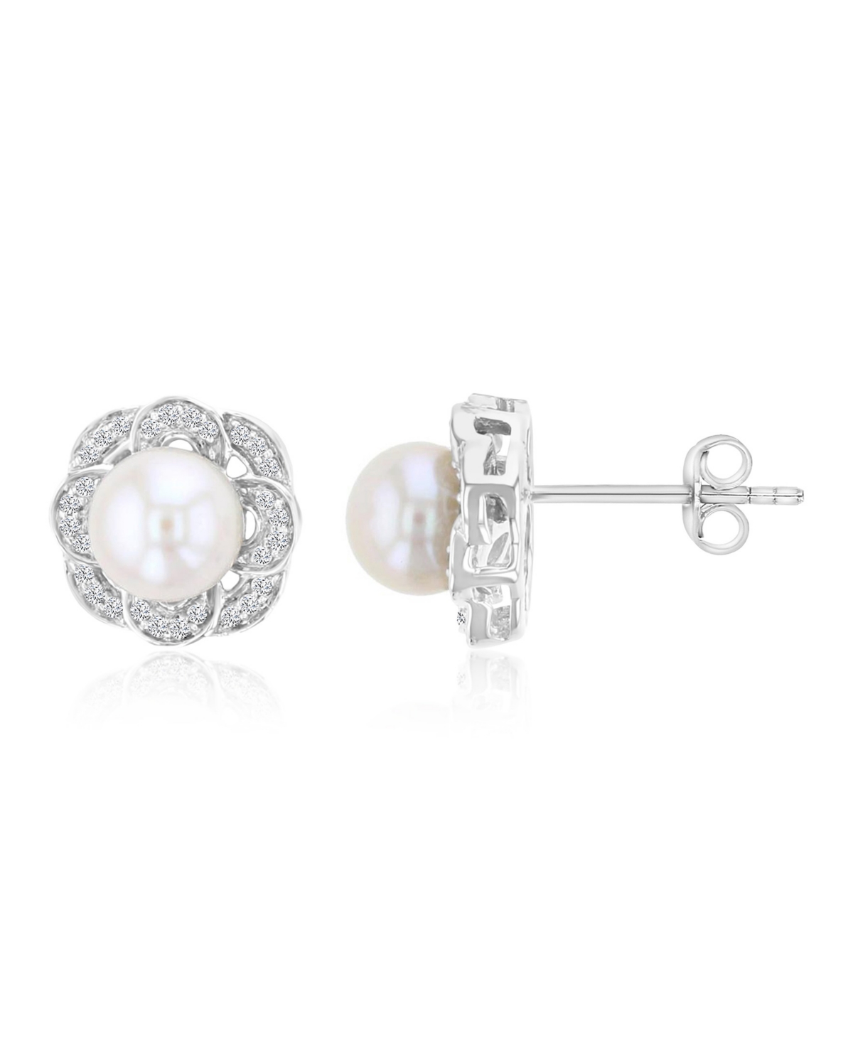 Click here for Macys Diamond & Imitation Pearl Stud Earrings in R... prices