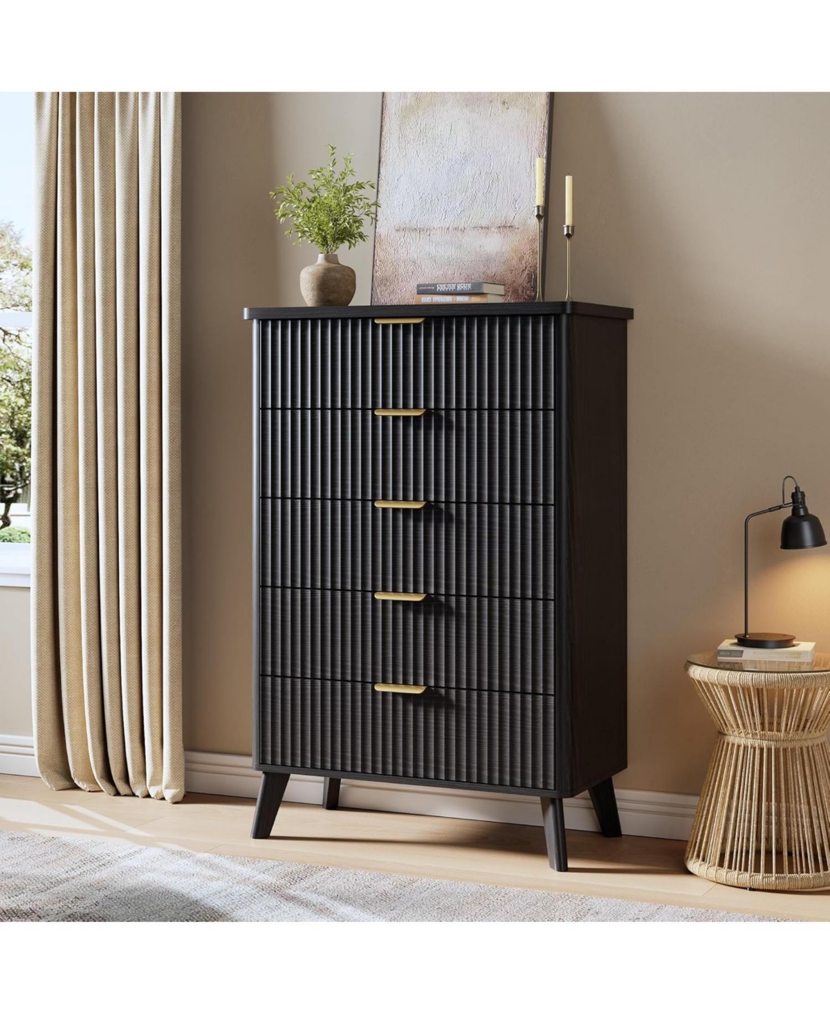 Click here for gaomon Fluted Dresser for Bedroom with 5 Deep Draw... prices