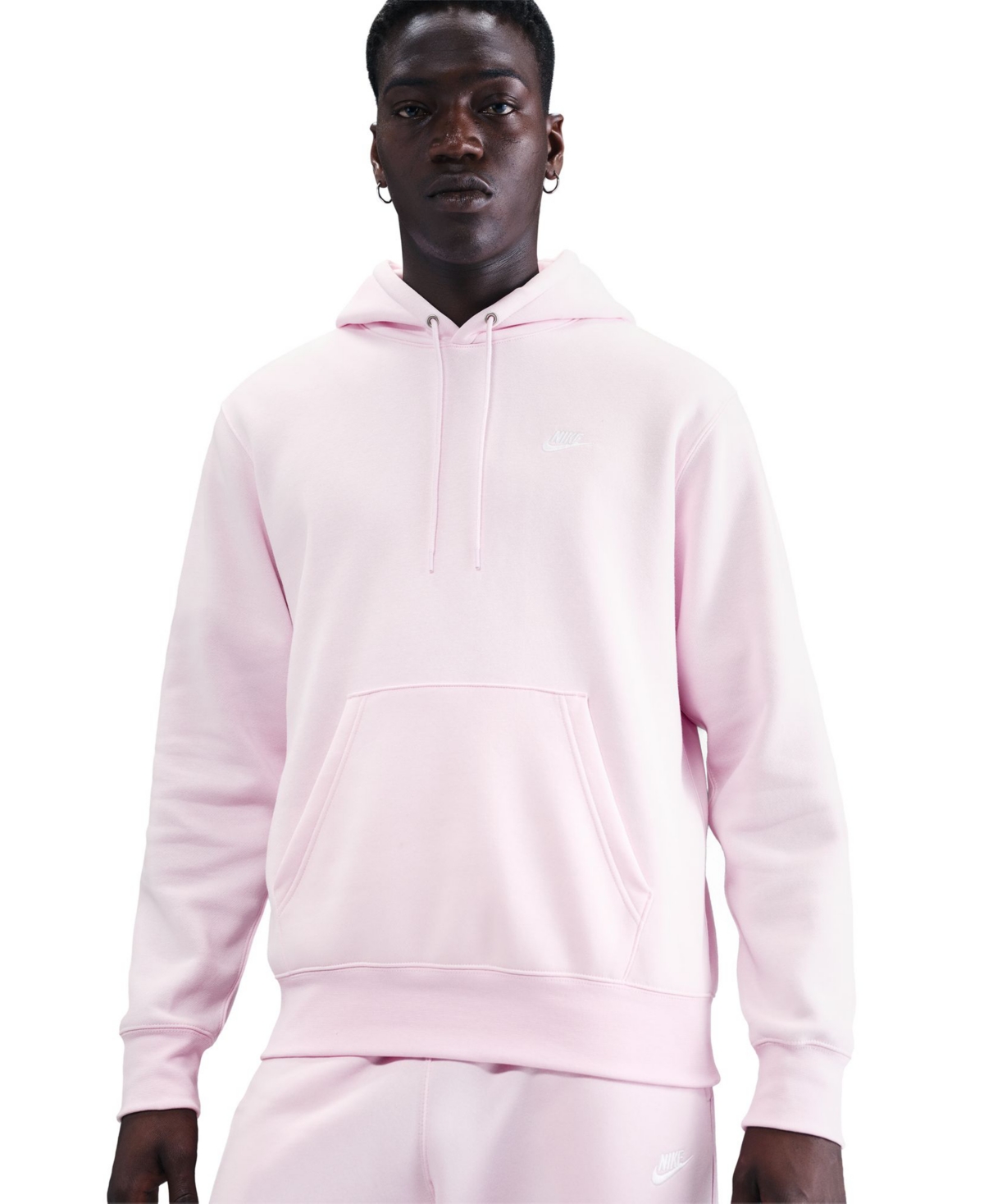 Click here for Nike Club Mens Pullover Fleece Logo Hoodie - Pink... prices
