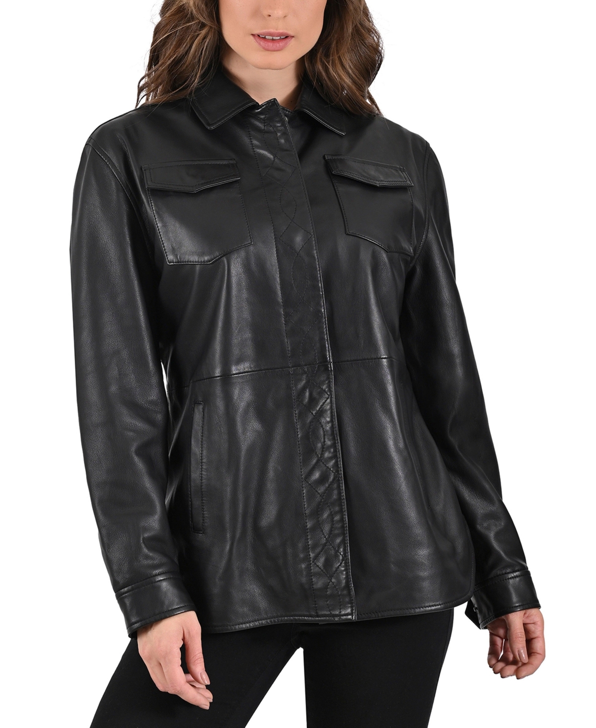 Click here for Frye Womens Lamb Leather Jacket - Black prices