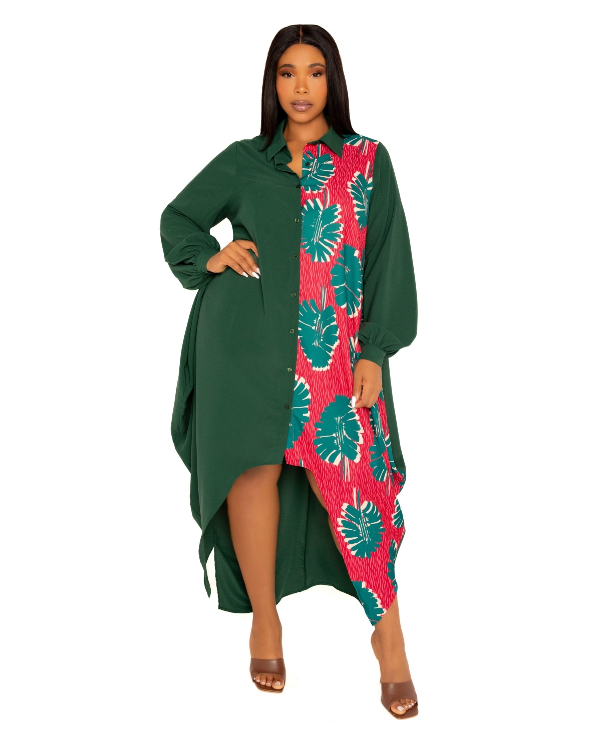 Click here for Buxom Couture Womens Plus Size Contrast Print Drap... prices