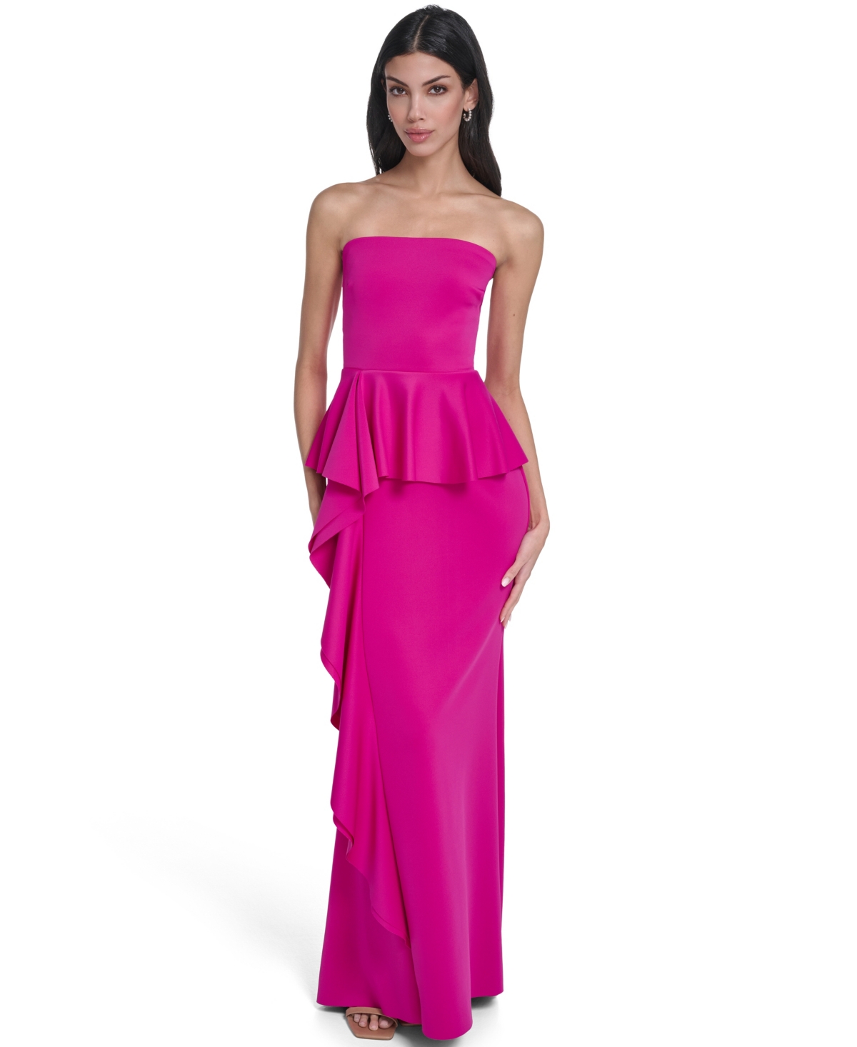 Click here for Eliza J Womens Strapless Peplum Gown - Fuchsia prices