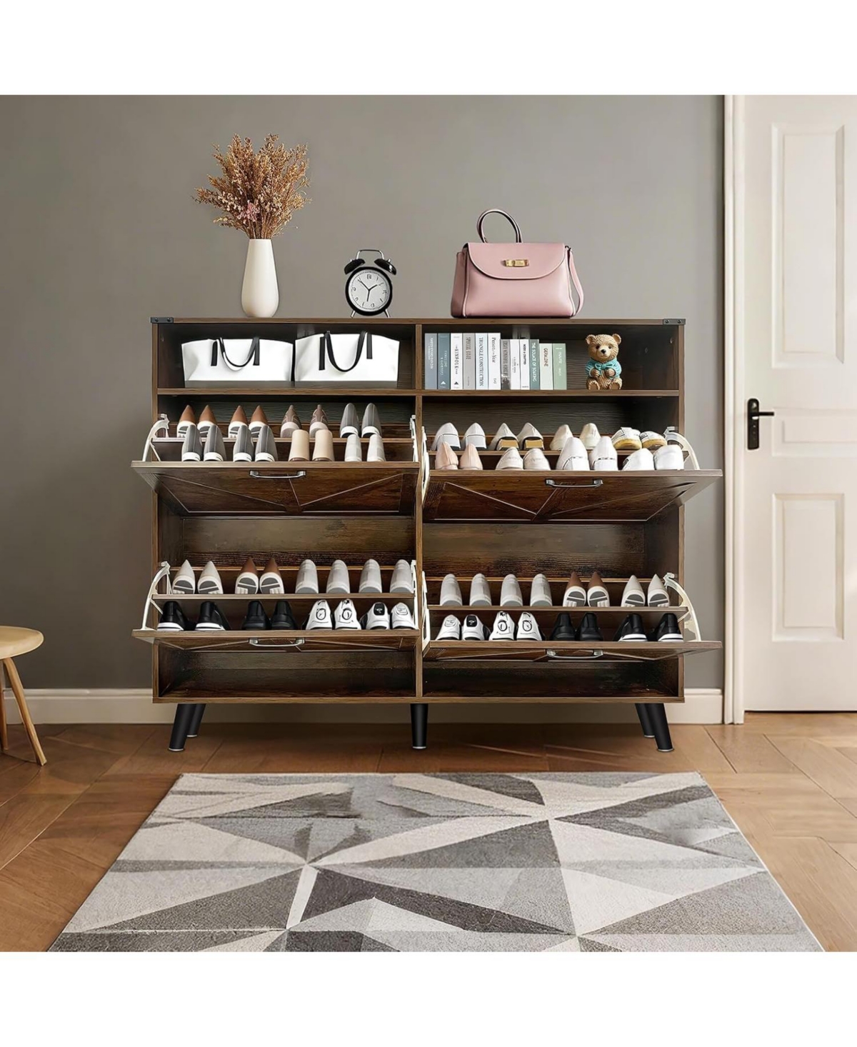 Click here for gaomon Farmhouse Slim Entryway Shoe Cabinet - 4 Fl... prices