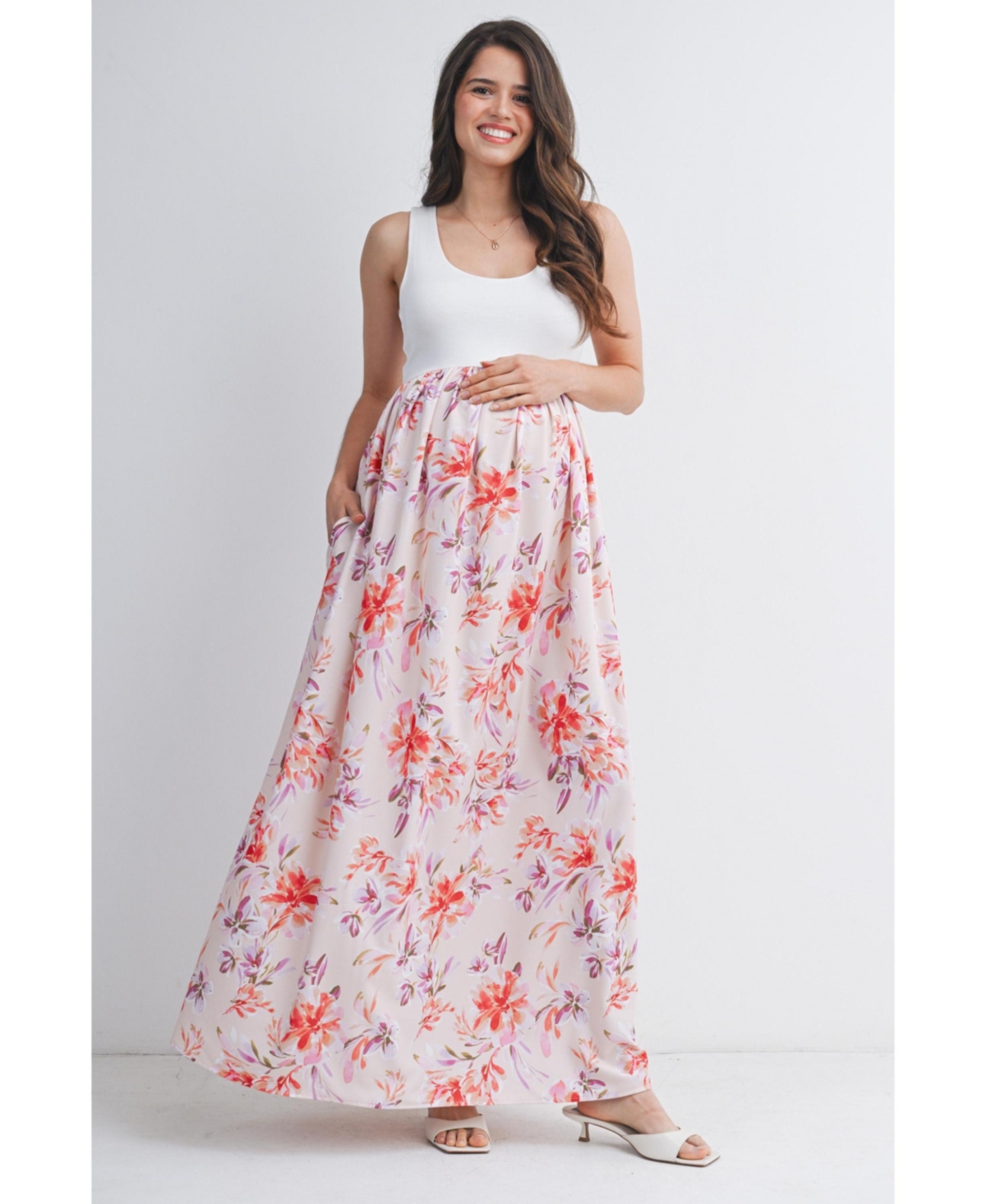 Click here for Hello Miz Maternity Floral Scoop Neck Sleeveless M... prices