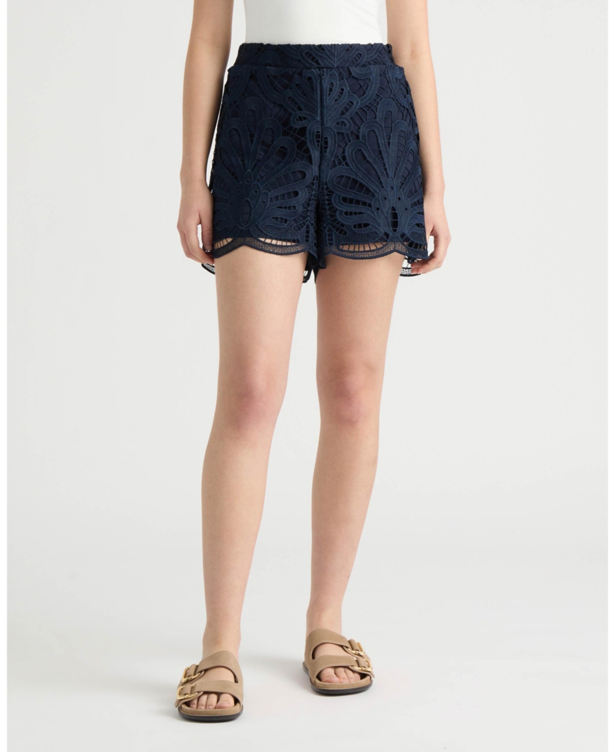 Click here for Nvlt Womens Pull on Lace Short - Navy prices