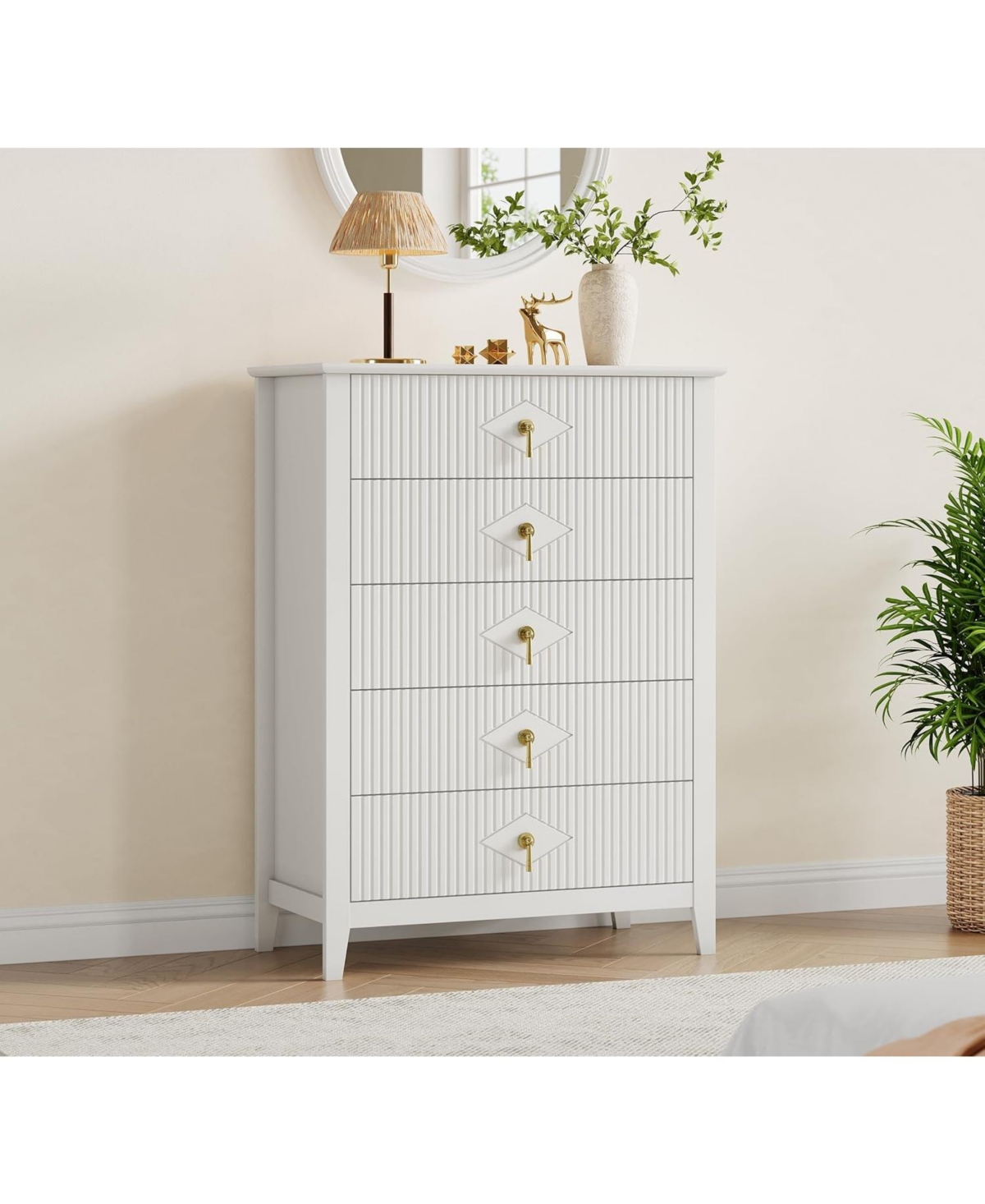 Click here for gaomon 32 Wide 5-Drawer Wooden Dresser with Metal... prices