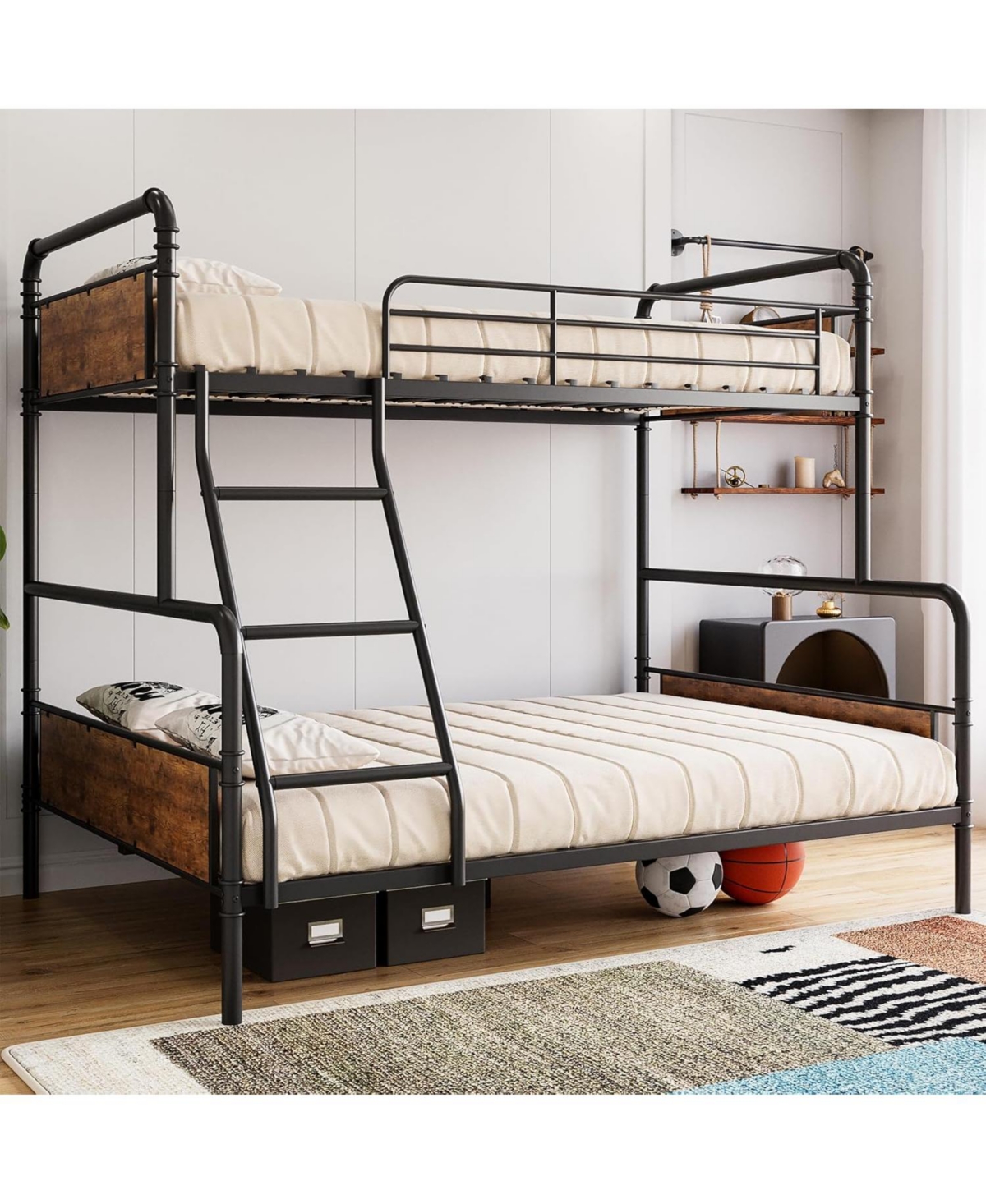 Click here for gaomon Metal Bunk Bed Twin Over Full Size with Ang... prices