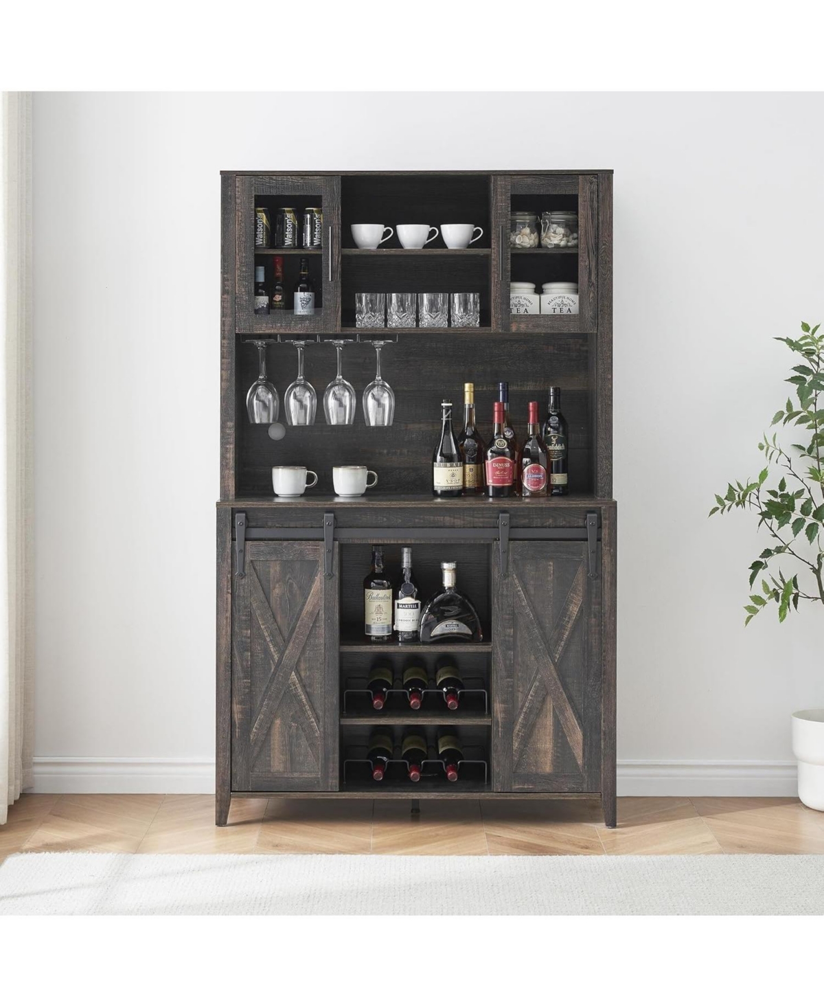 Click here for gaomon Rustic 70 Inch Tall Farmhouse Coffee Bar Ca... prices