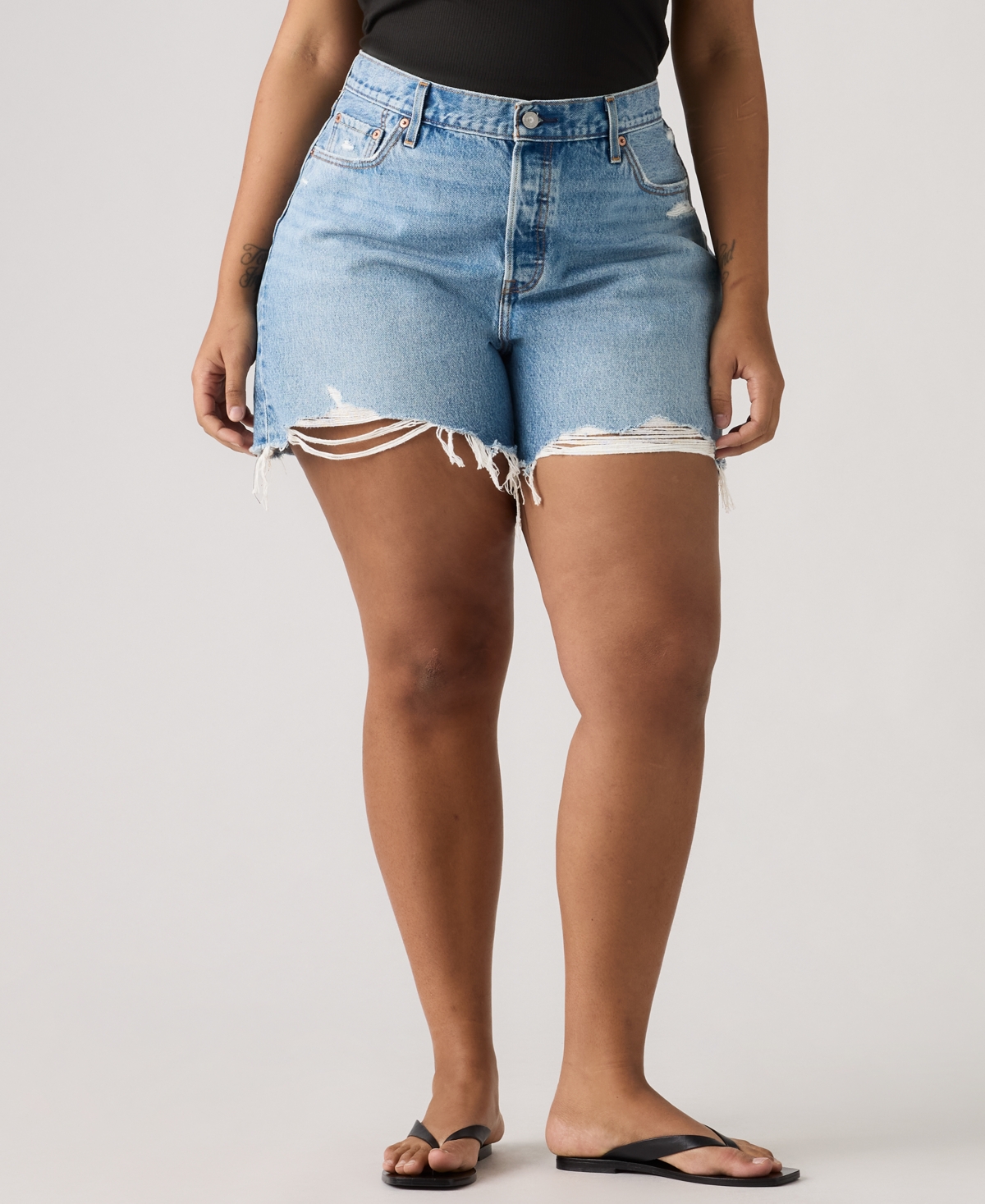 Click here for Levis Plus Size 501 Original High-Rise Shorts - Bl... prices