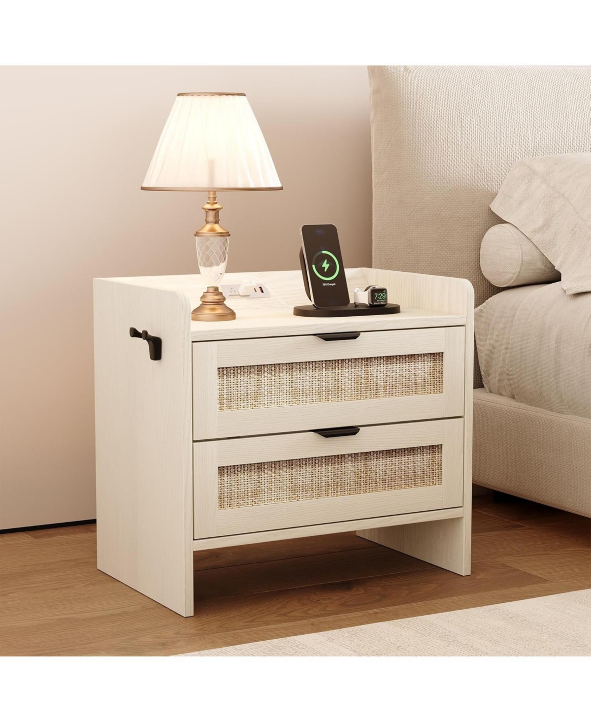 Click here for gaomon Rattan Bedside Table Nightstand  2 Drawer... prices