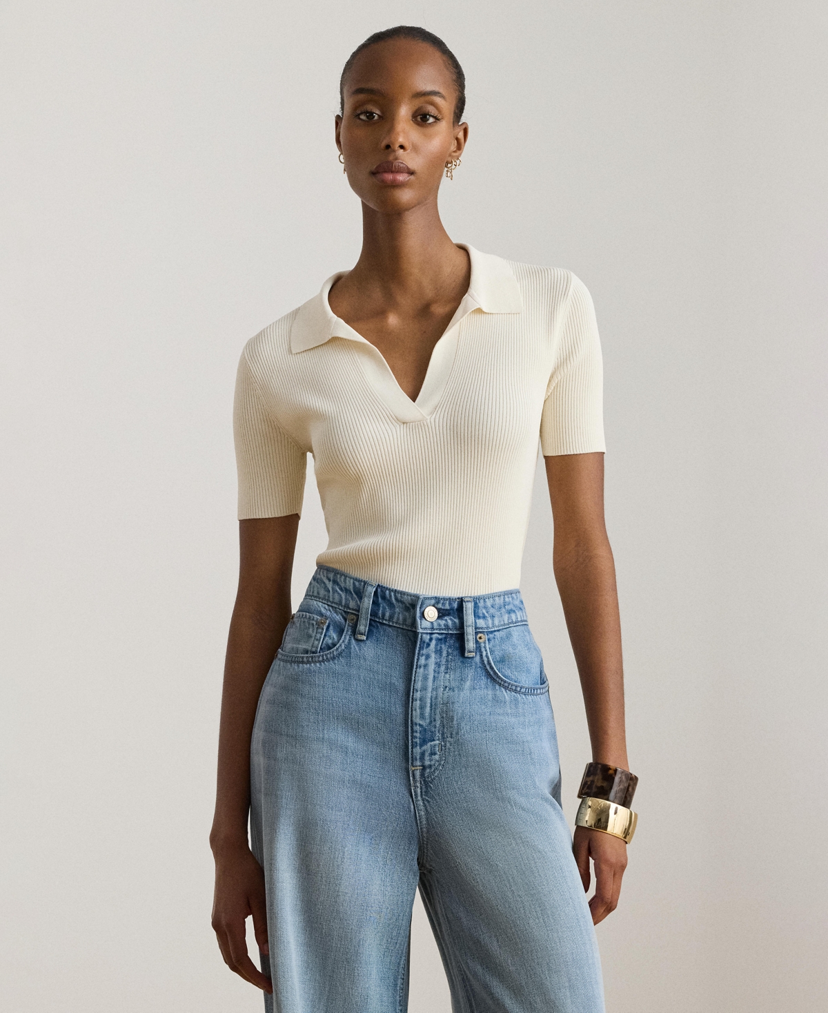 Click here for Lauren Ralph Lauren Womens Slim Fit Polo Collar To... prices