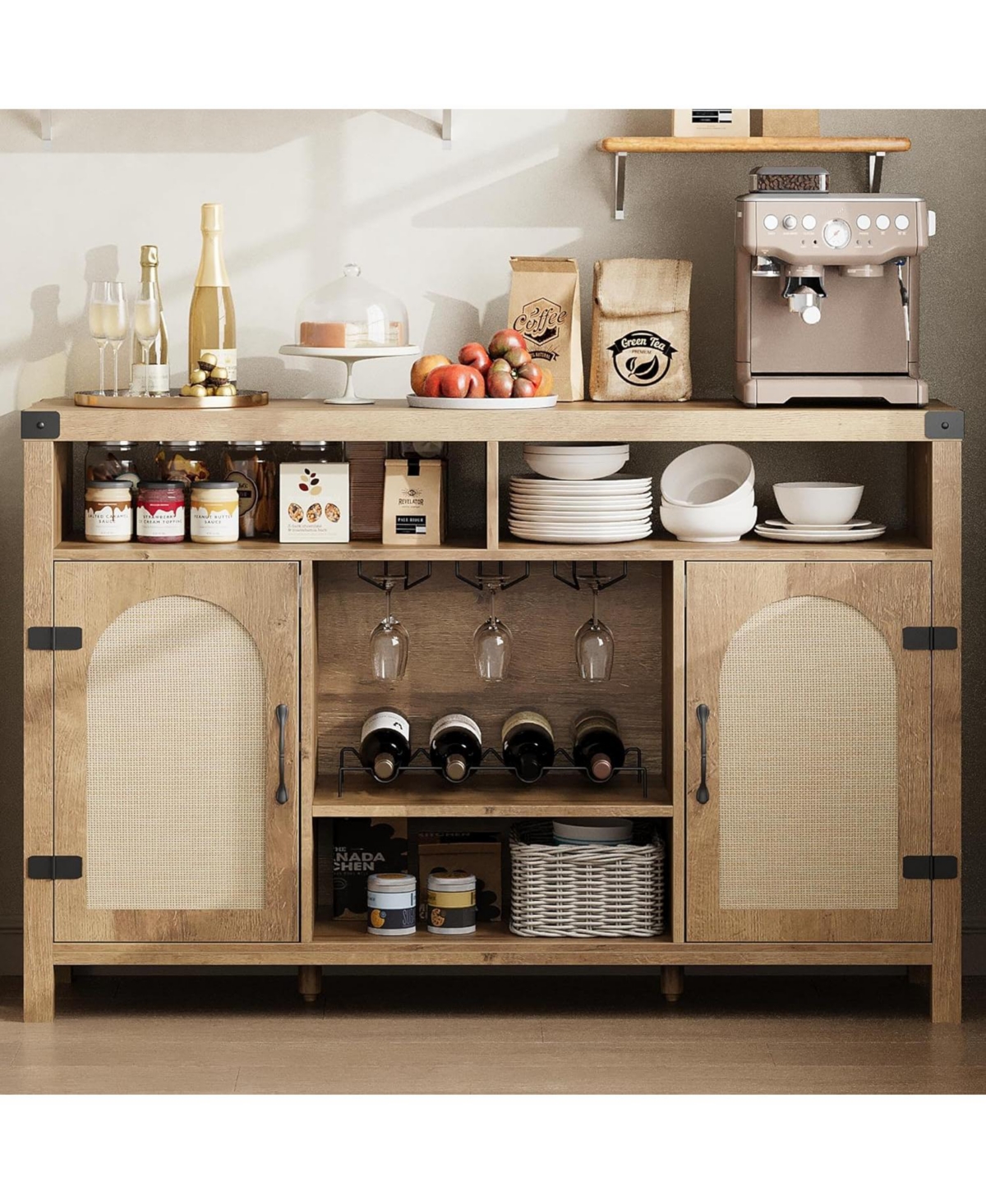 Click here for gaomon Farmhouse Wine Bar Cabinate 52 Inch Rattan... prices