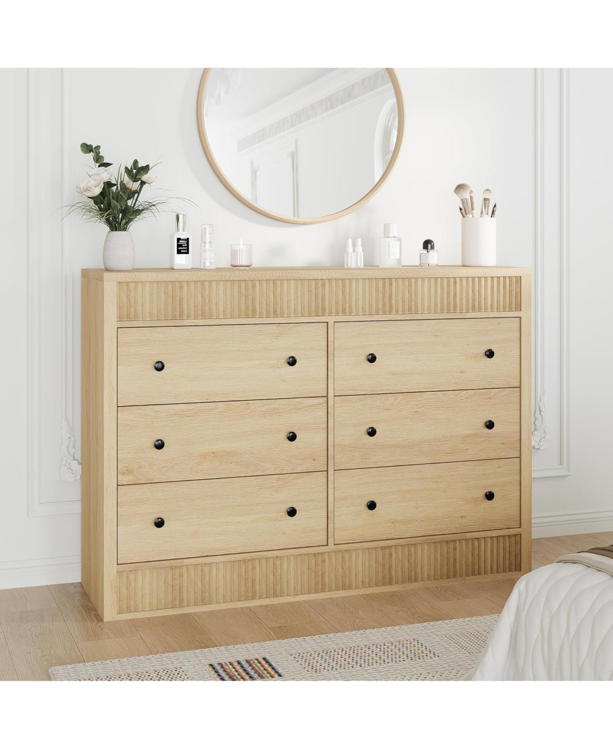 Click here for gaomon 6 Drawer Dresser for Bedroom  Wooden Fluted... prices