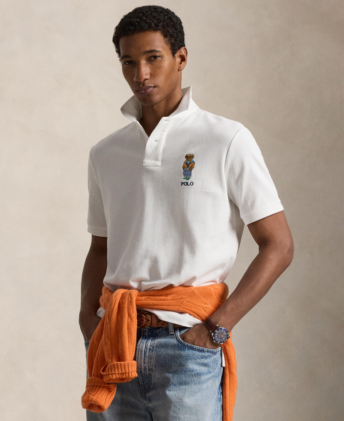 Click here for Polo Ralph Lauren Mens Bear Mesh Polo Shirt - Whit... prices