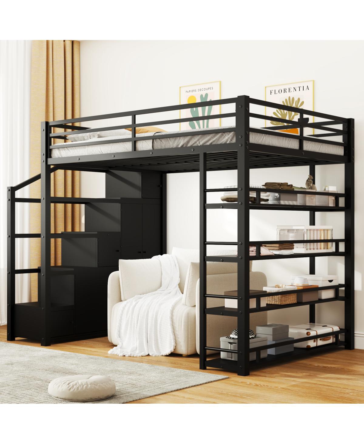 Click here for Streamdale Furniture Queen Size Metal Loft Bed wit... prices
