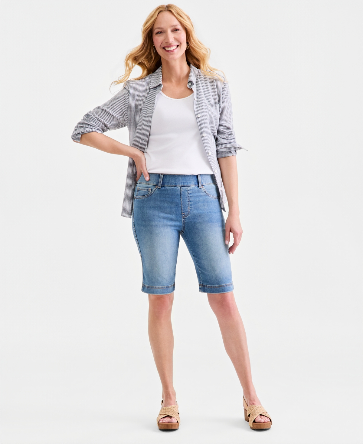 Click here for Style & Co Petite High Rise Shaping Bermuda Shorts... prices