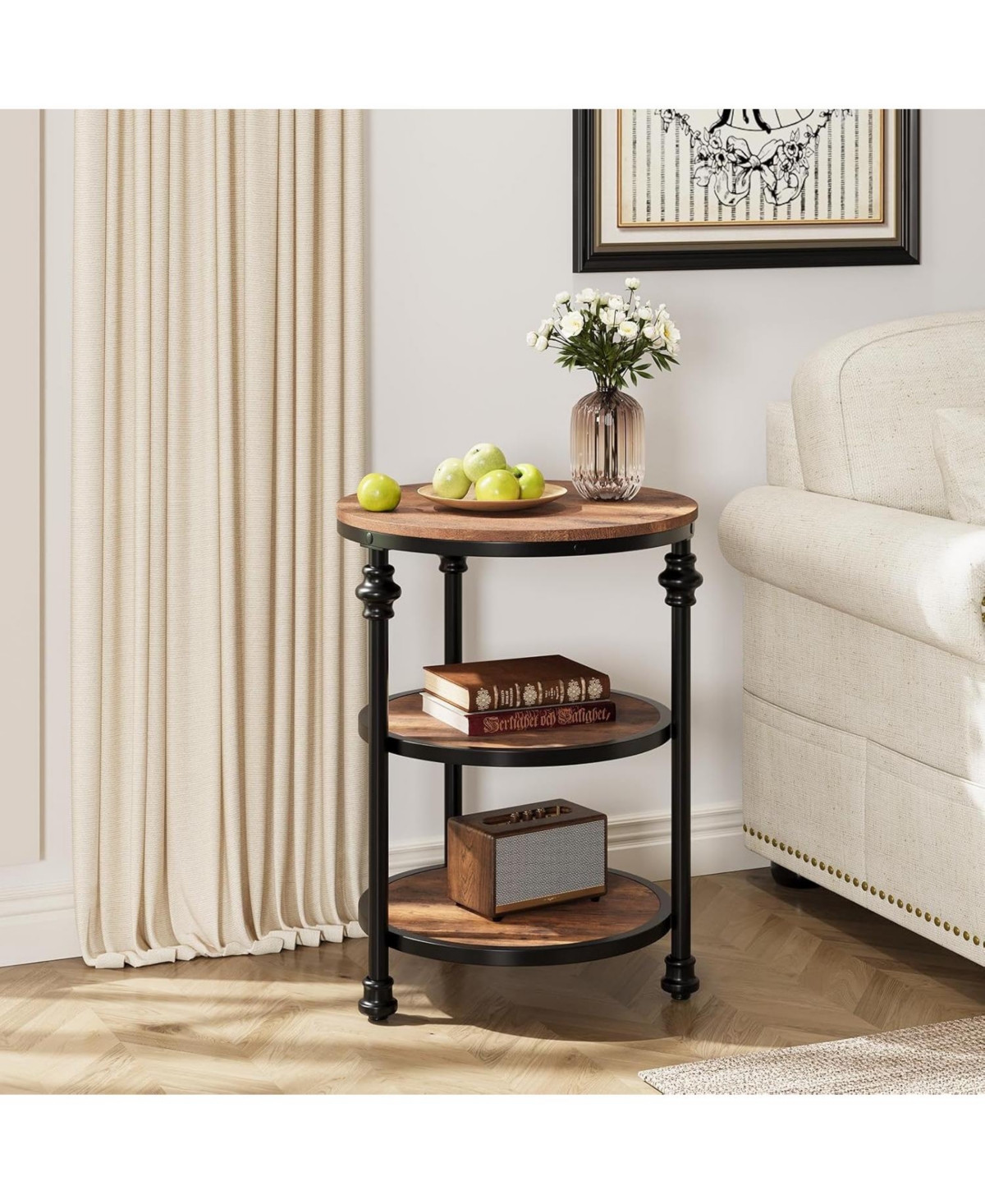 Click here for gaomon Round End Table  Small Side Table with 3 Sh... prices
