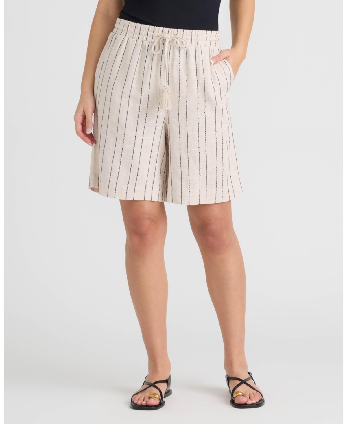 Click here for Nvlt Womens Pull-On Bermuda Short w Sequin Stripe... prices