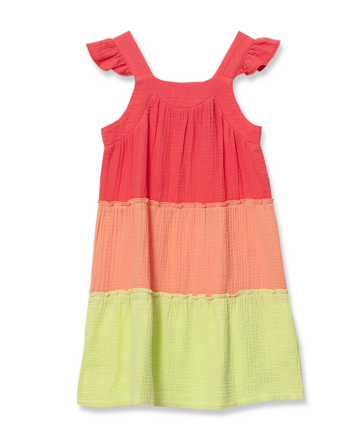 Click here for Lands End Girls Woven Tiered Dress - Fiery coral c... prices