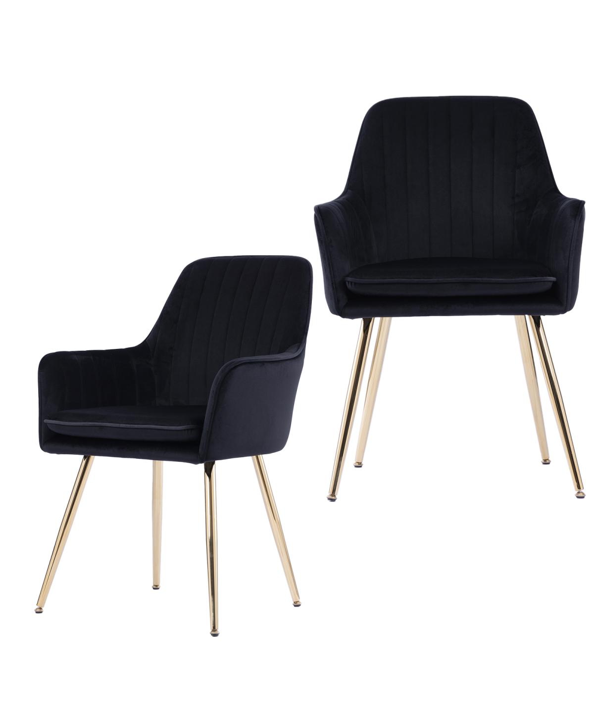 Click here for Streamdale Velvet Dining Chairs (Set of 2) - Black... prices