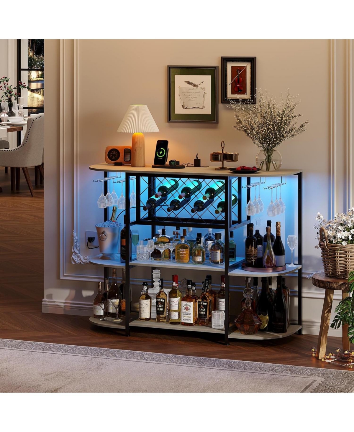 Click here for gaomon Wine Rack Table with Socket and Led Light F... prices
