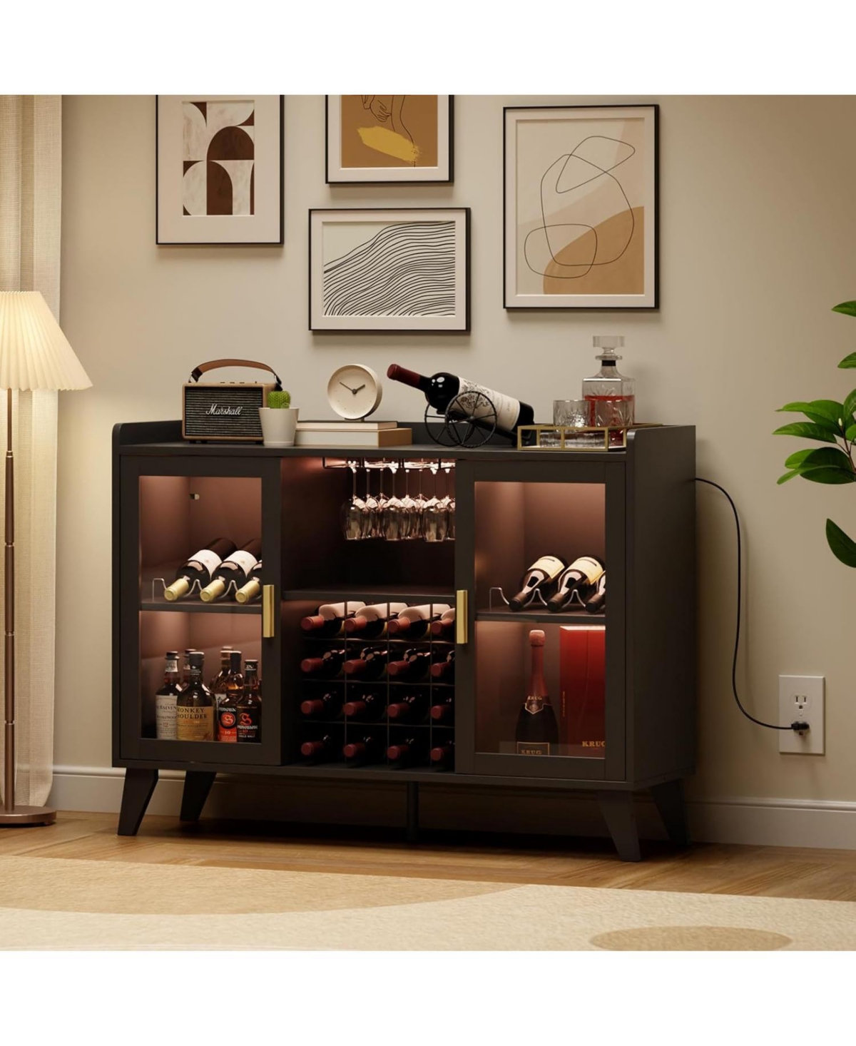 Click here for gaomon 47" Wine Bar Cabinet with Led Lights M... prices