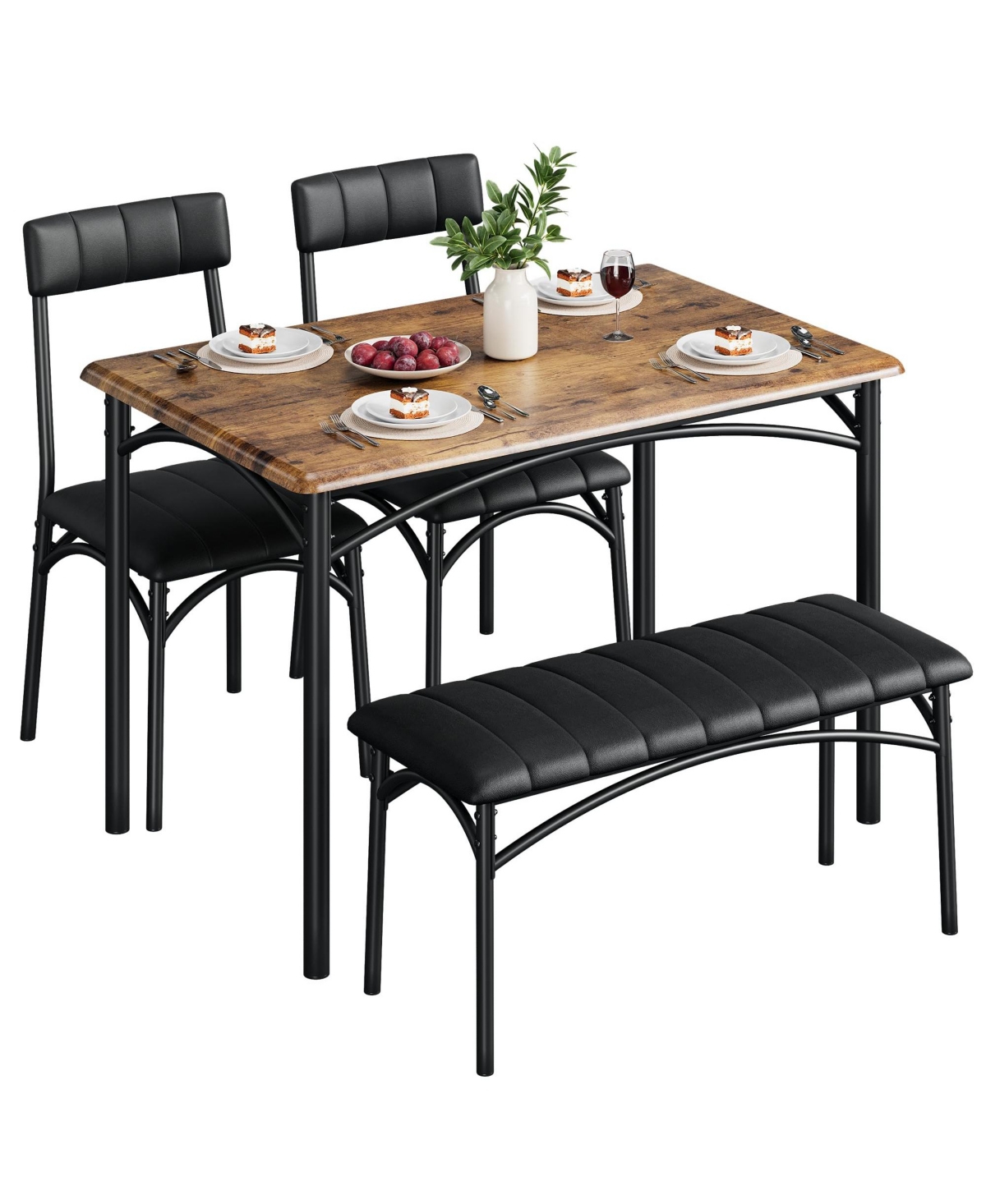 Click here for gaomon 4 Piece Rustic Upholstered Dining Set  ... prices
