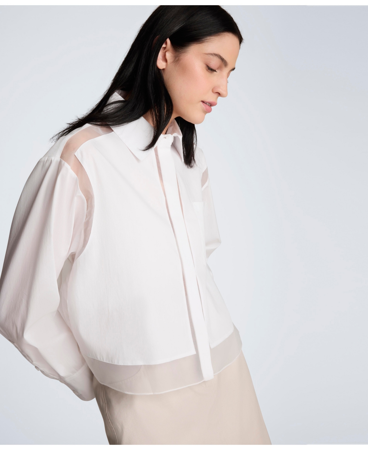 Click here for Kenneth Womens Cole Crop Collared Poplin Shirt - P... prices