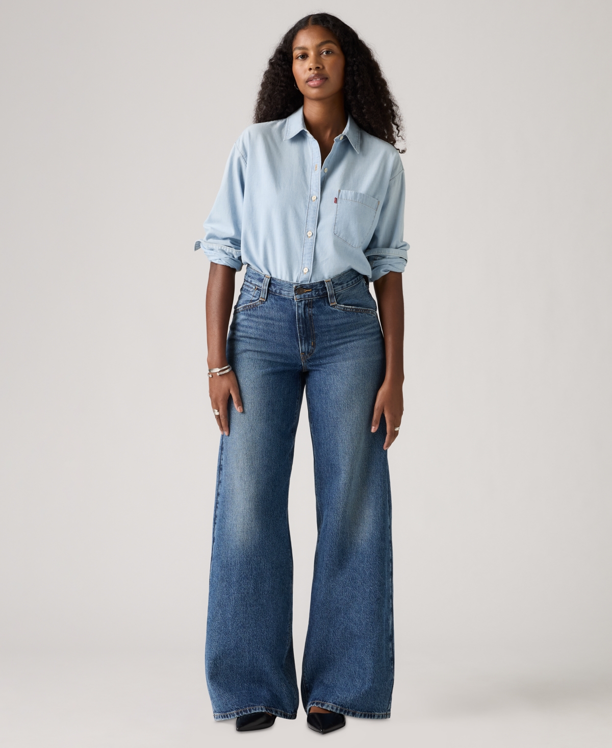 Click here for Levis Plus Size Mid-Rise Wide-Leg Baggy Jeans - Be... prices