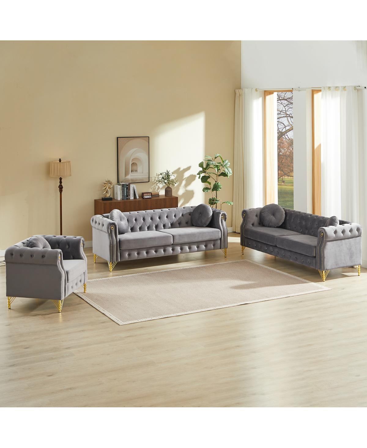 Click here for Streamdale Furniture Velvet Chesterfield Sofa with... prices