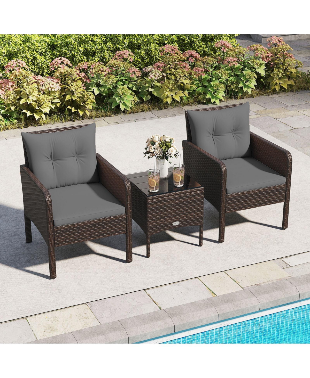 Click here for Gymax Set of 3 Outdoor Patio Pe Wicker Furniture S... prices