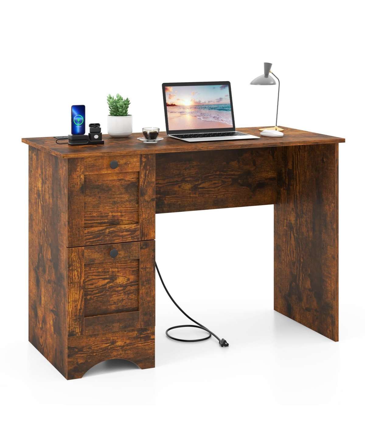 Click here for Mecale Wood Computer Desk Workstation with 2 Drawe... prices