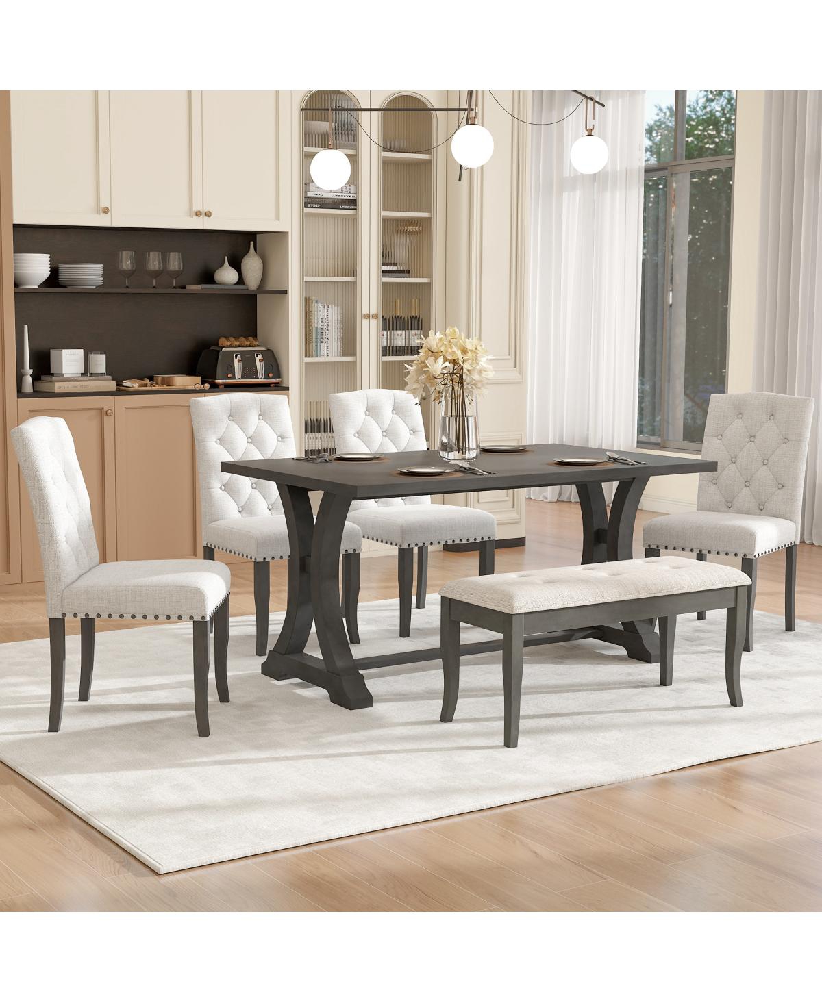 Click here for Streamdale Furniture 6-Piece Farmhouse Dining Tabl... prices