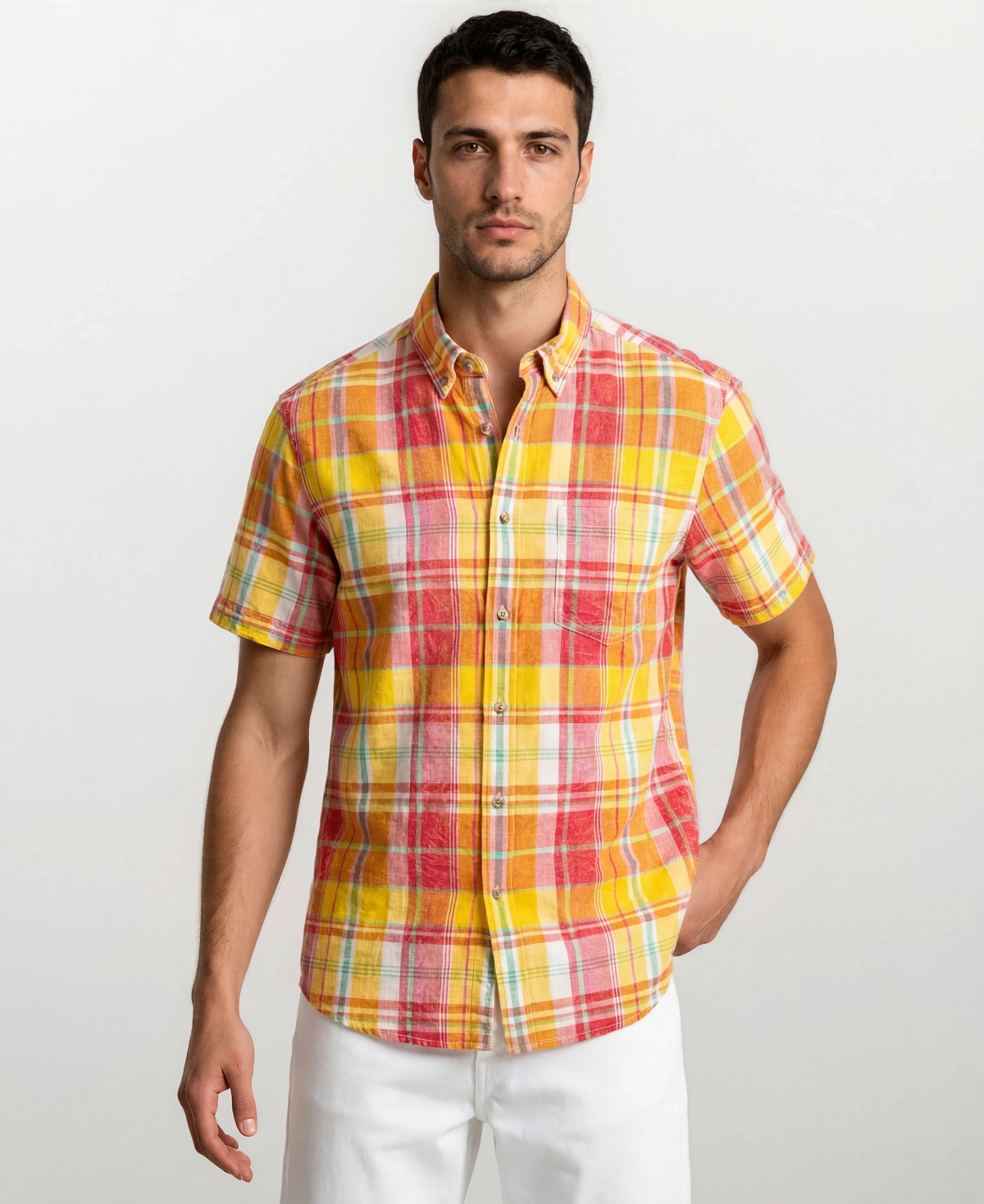 Click here for Vintage 1946 Mens Button-Down Shirt - Red/Yellow/O... prices