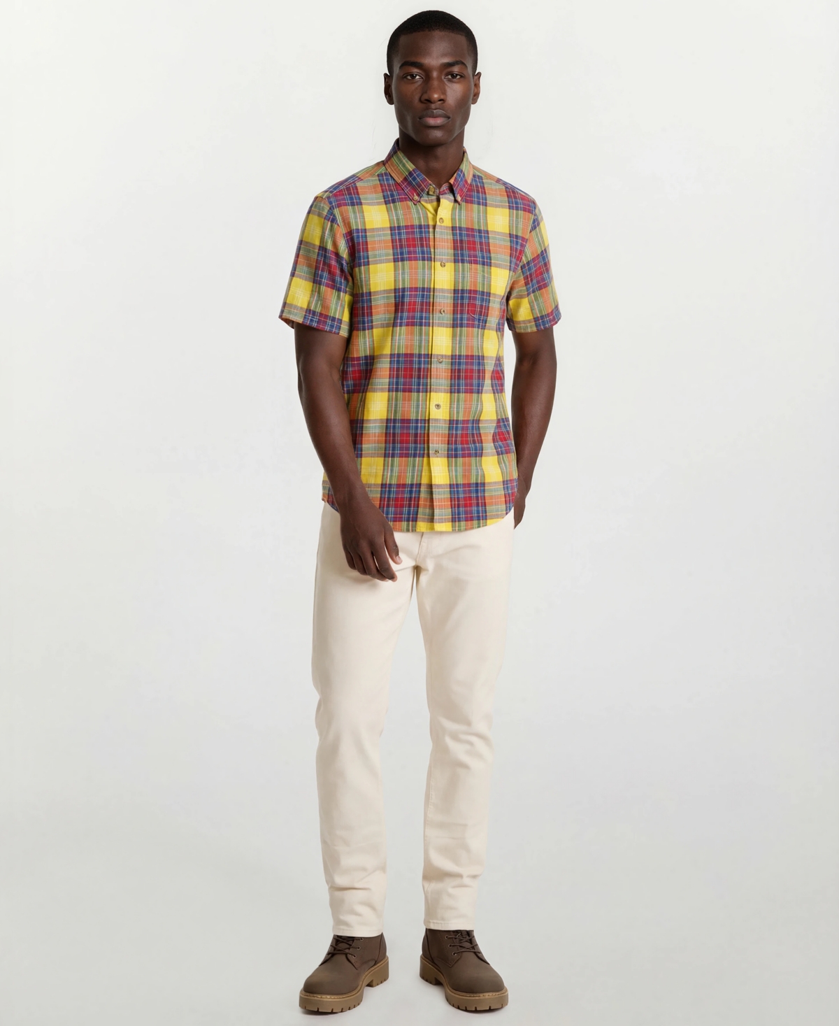 Click here for Vintage 1946 Mens Button-Down Shirt - Red Plaid/Ye... prices