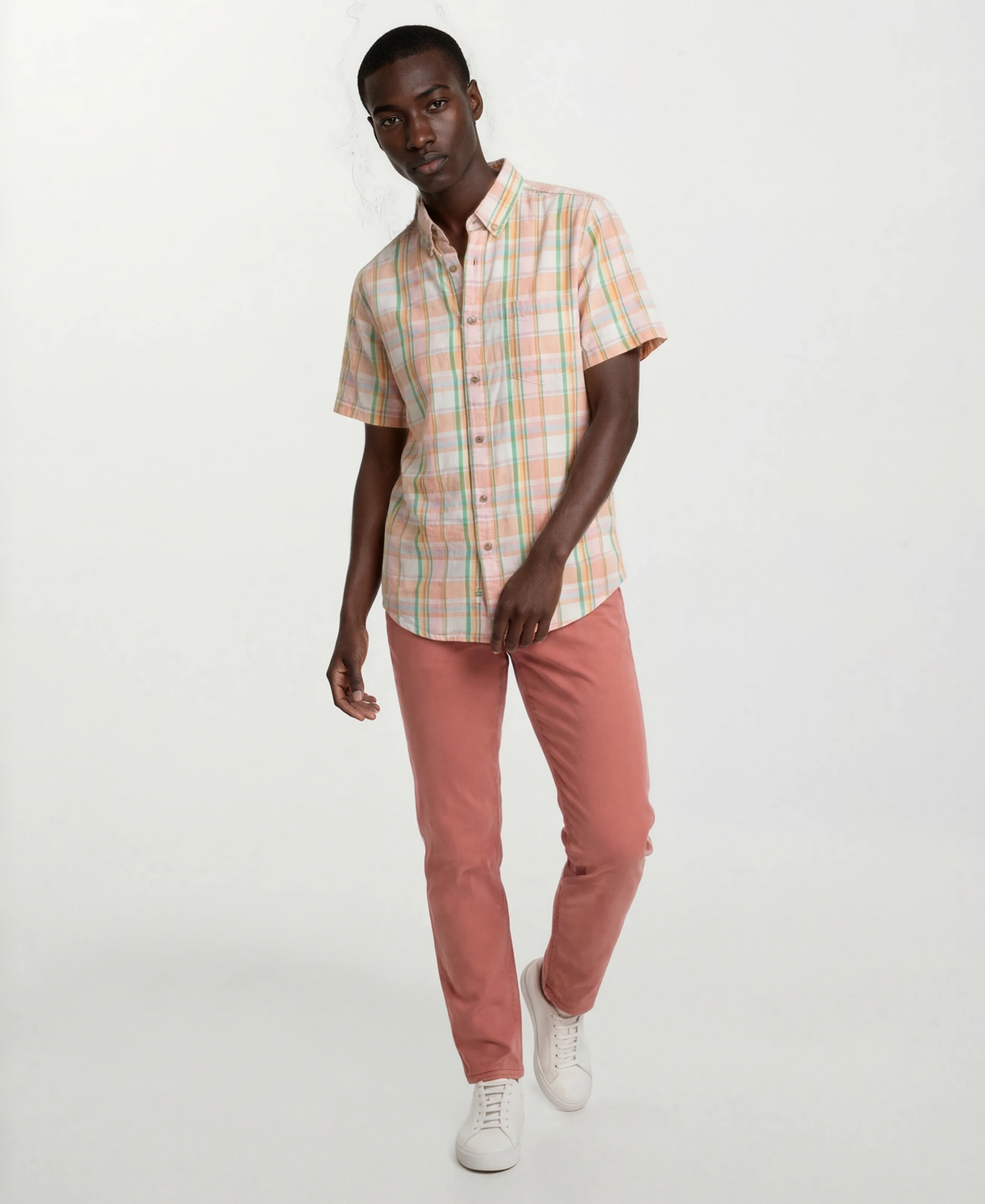 Click here for Vintage 1946 Mens Button-Down Shirt - Pink/Green/W... prices