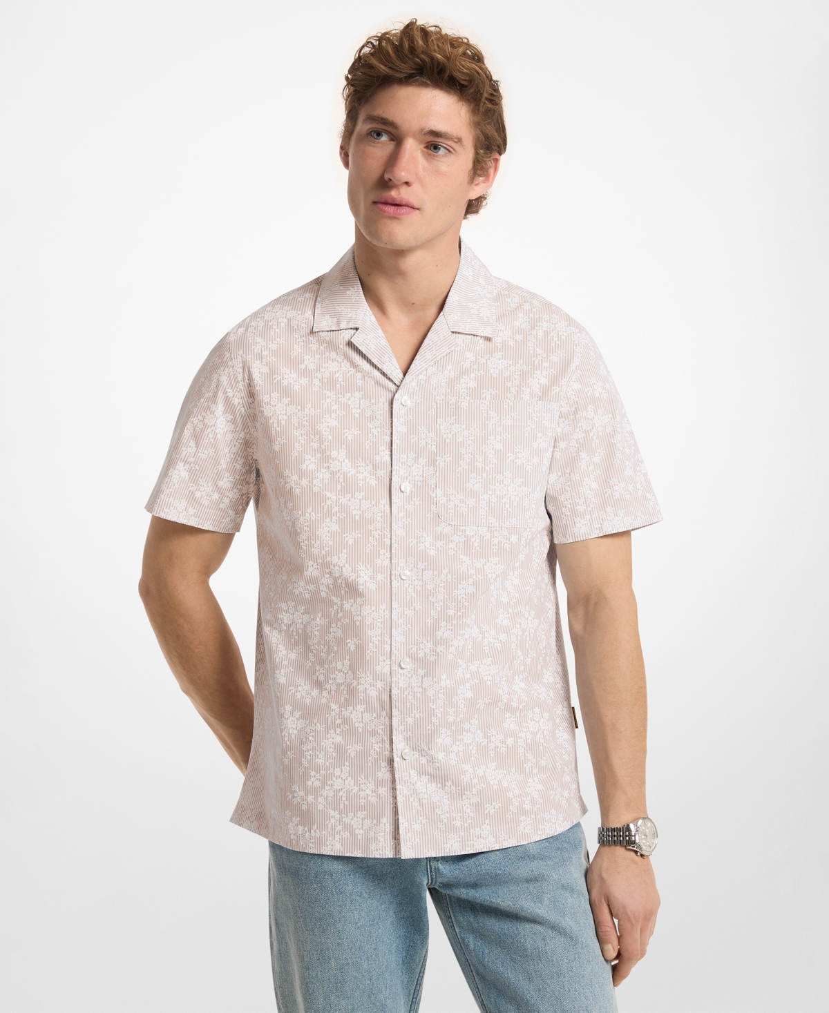 Click here for Michael Kors Mens Camp Floral Print Shirt - Khaki prices