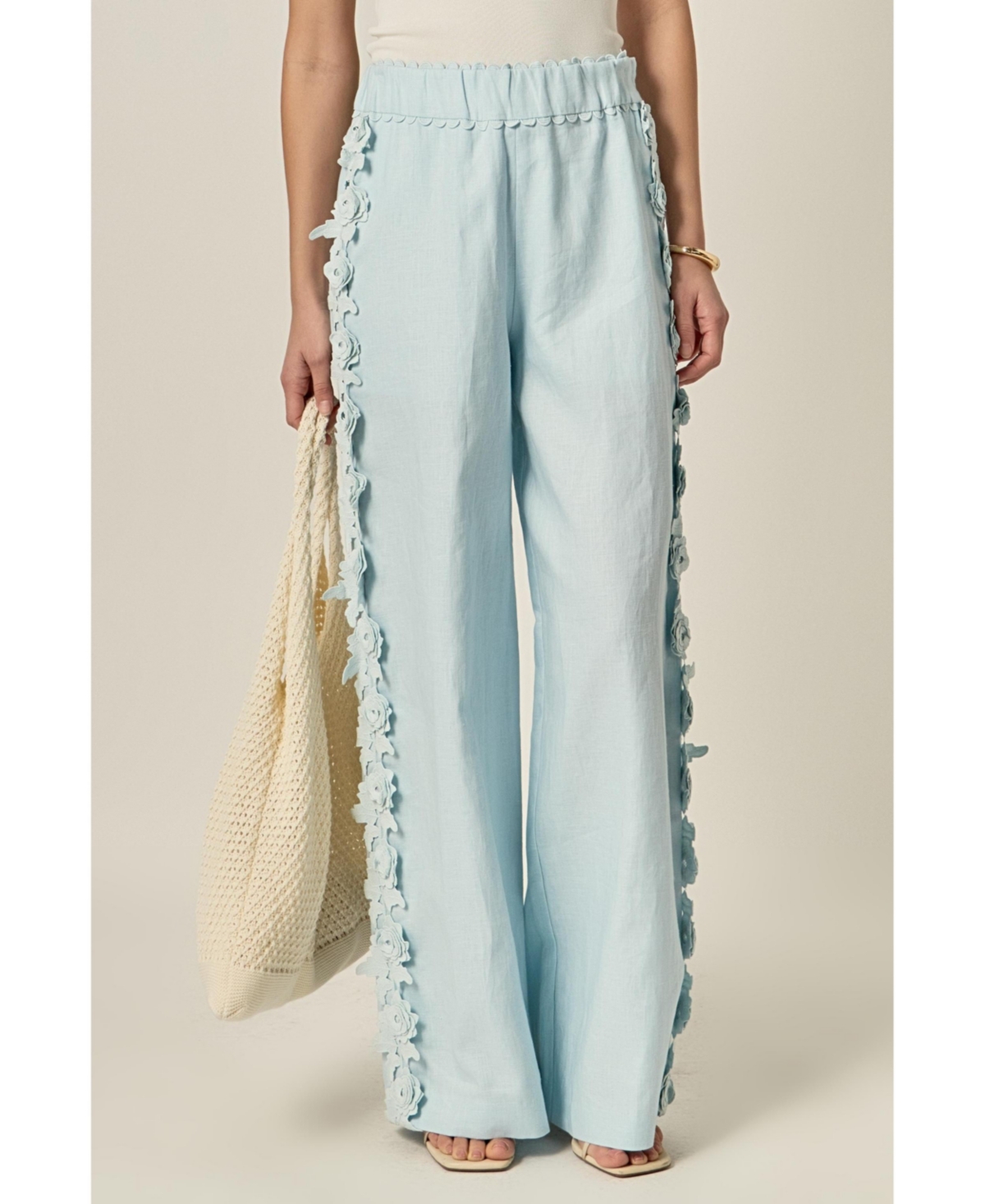 Click here for English Factory Womens Flower Detail Pants - Powde... prices